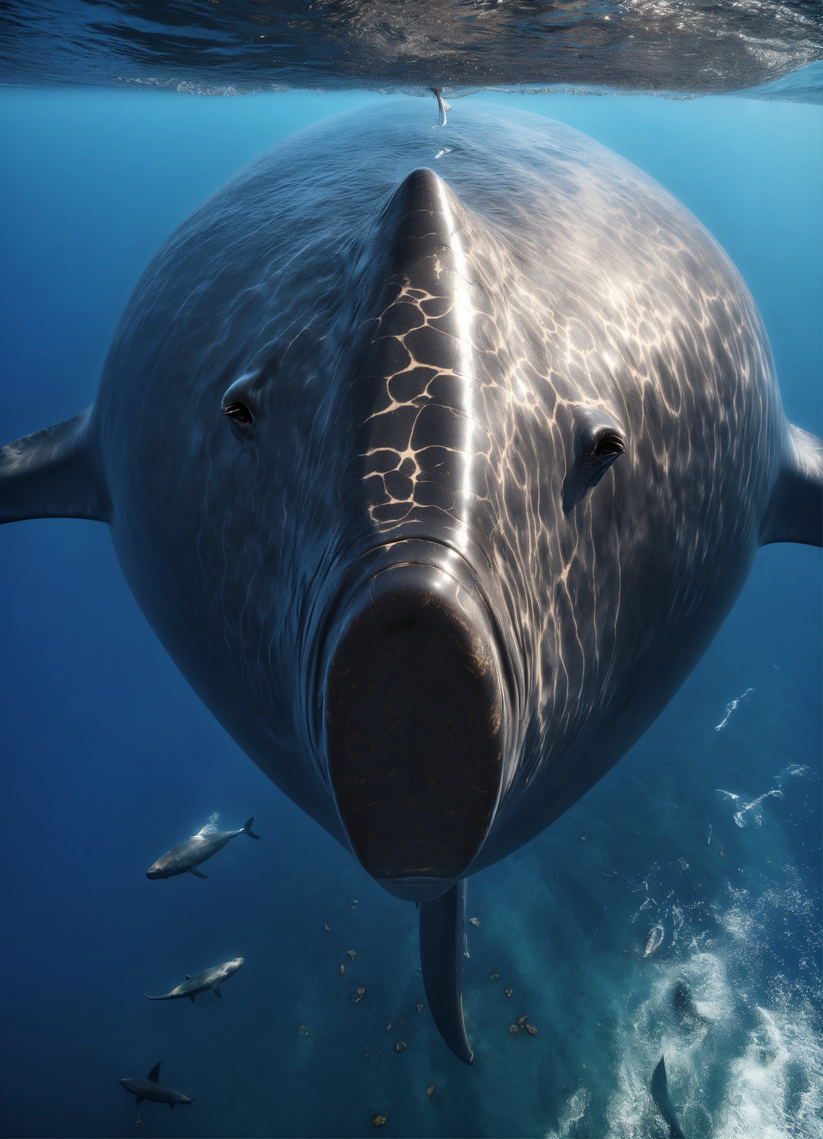 Lexica - Sperm whale head from above photo realistic 3d