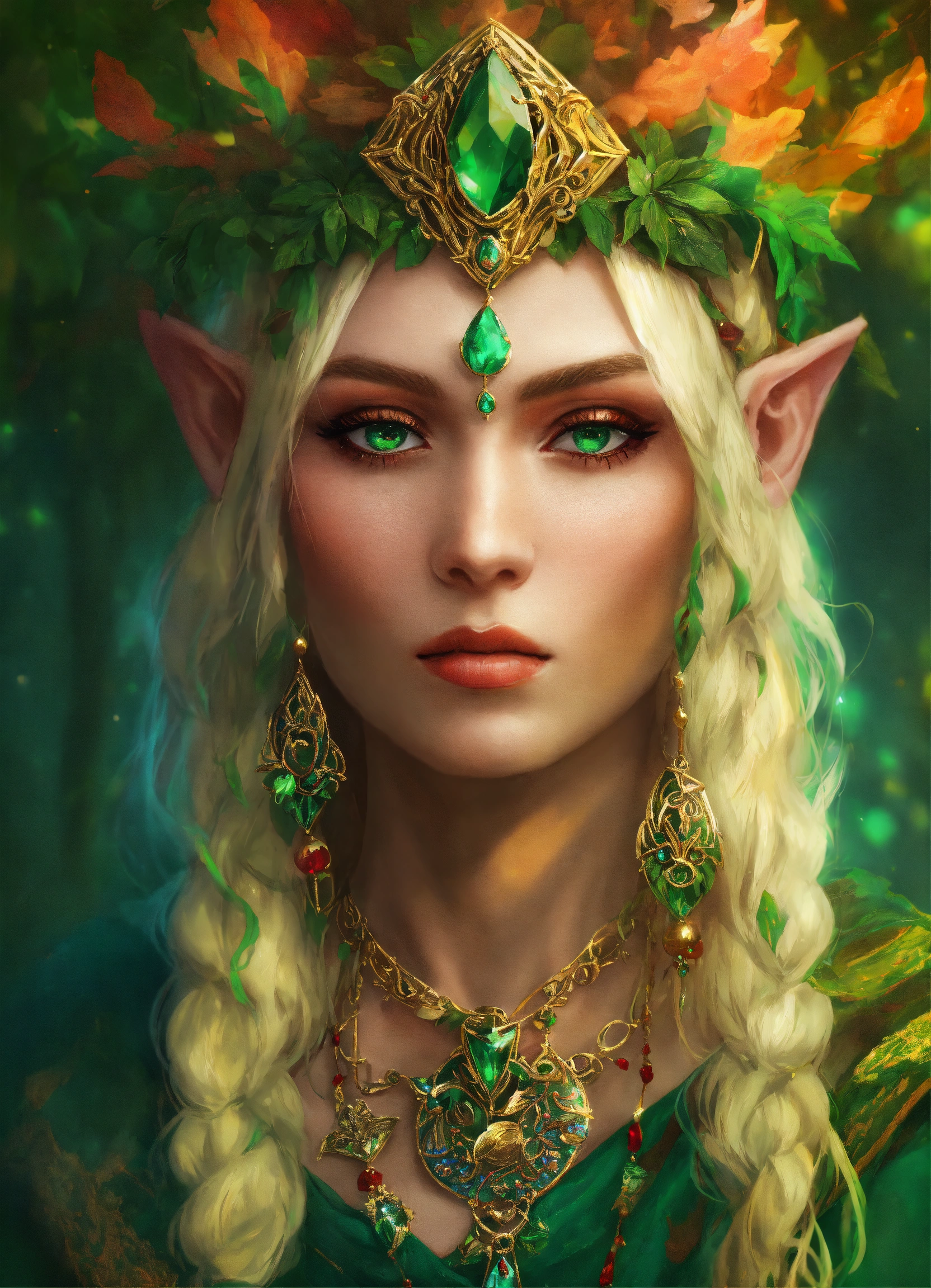Lexica - A wise elven female shaman, blond hair, surrealistic style ...