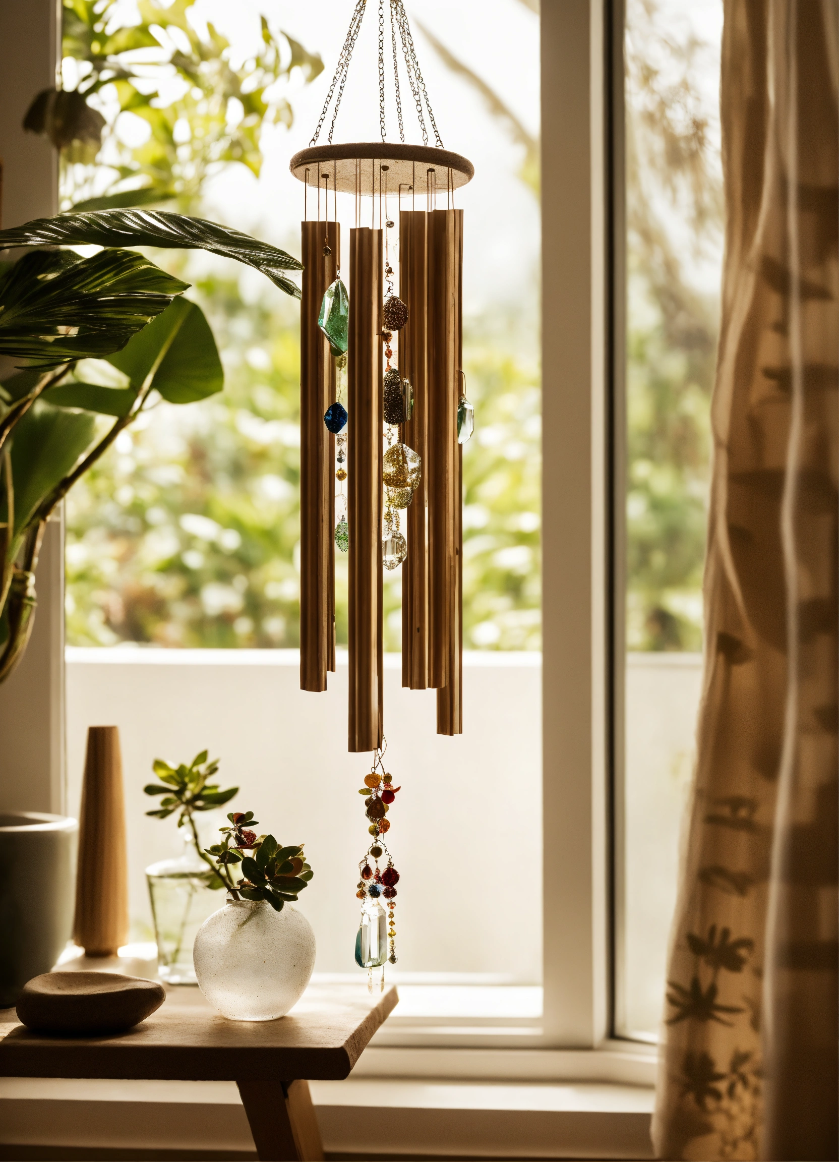 Lexica - Wind chimes close up, living room, window, cozy room, wind ...