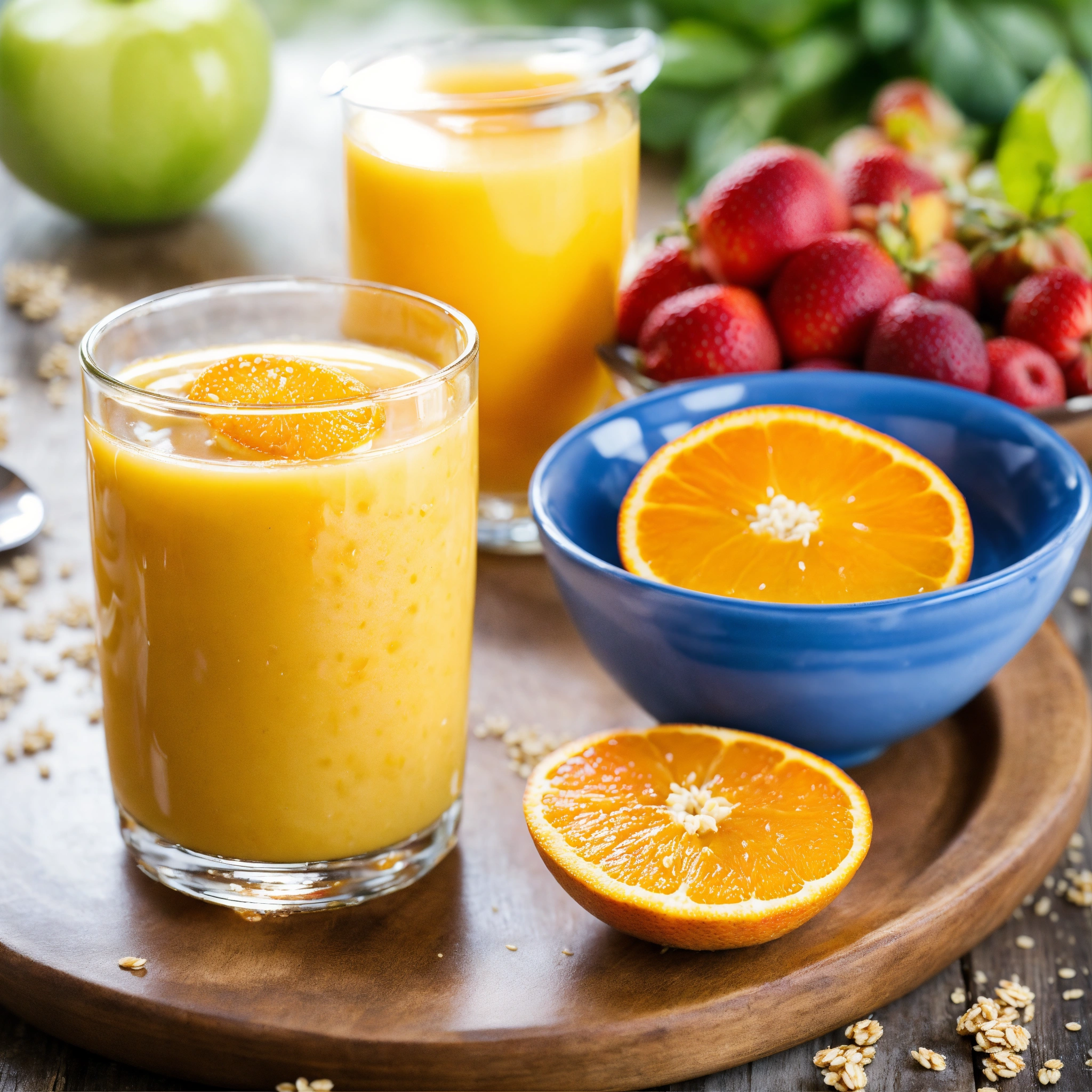 Lexica - A photo of a healthy breakfast. The breakfast includes a bowl ...