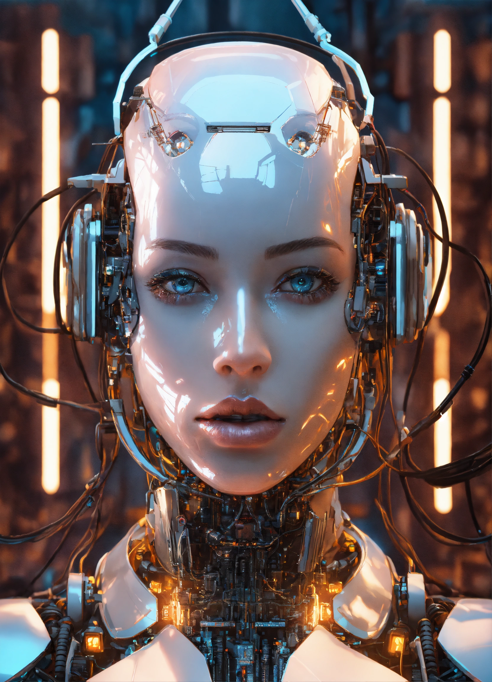 Lexica - Portrait of a robot girl, enormous lips, transparent neck ...