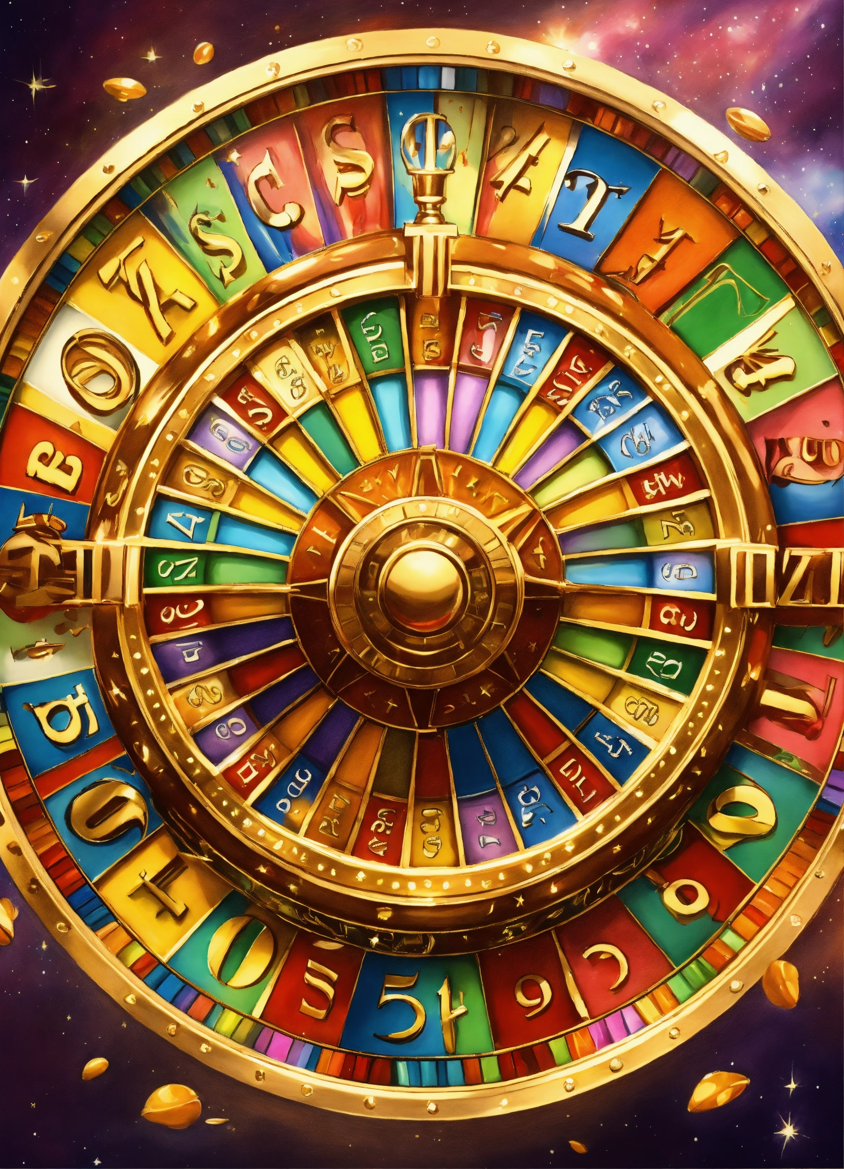 Lexica - Realistic drawing, wheel of fortune, stellar background