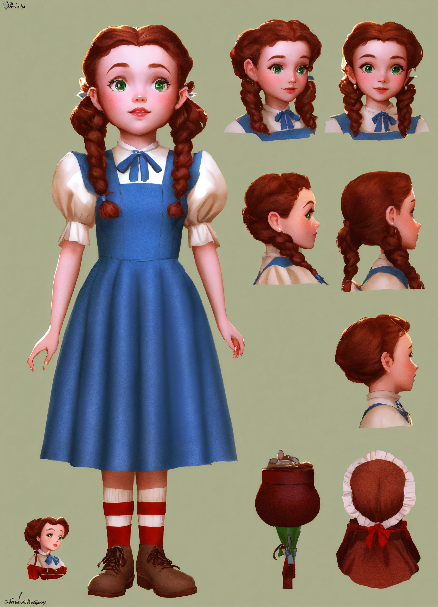 Lexica - A turnaround sheet with 5 views of Dorothy from Wizard of Oz ...