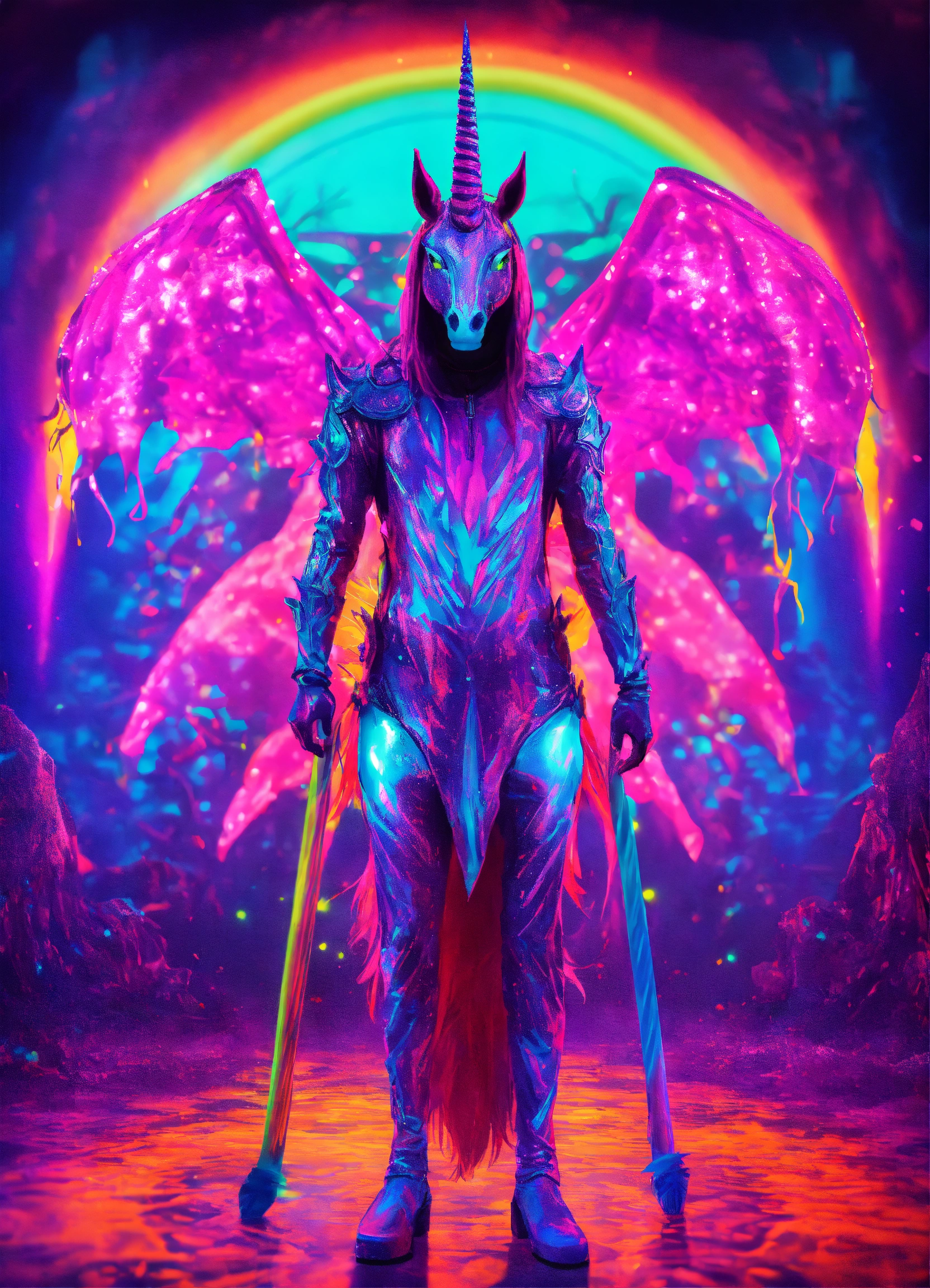 Lexica - Full body the grudge in a shimmering unicorn costume in a ...