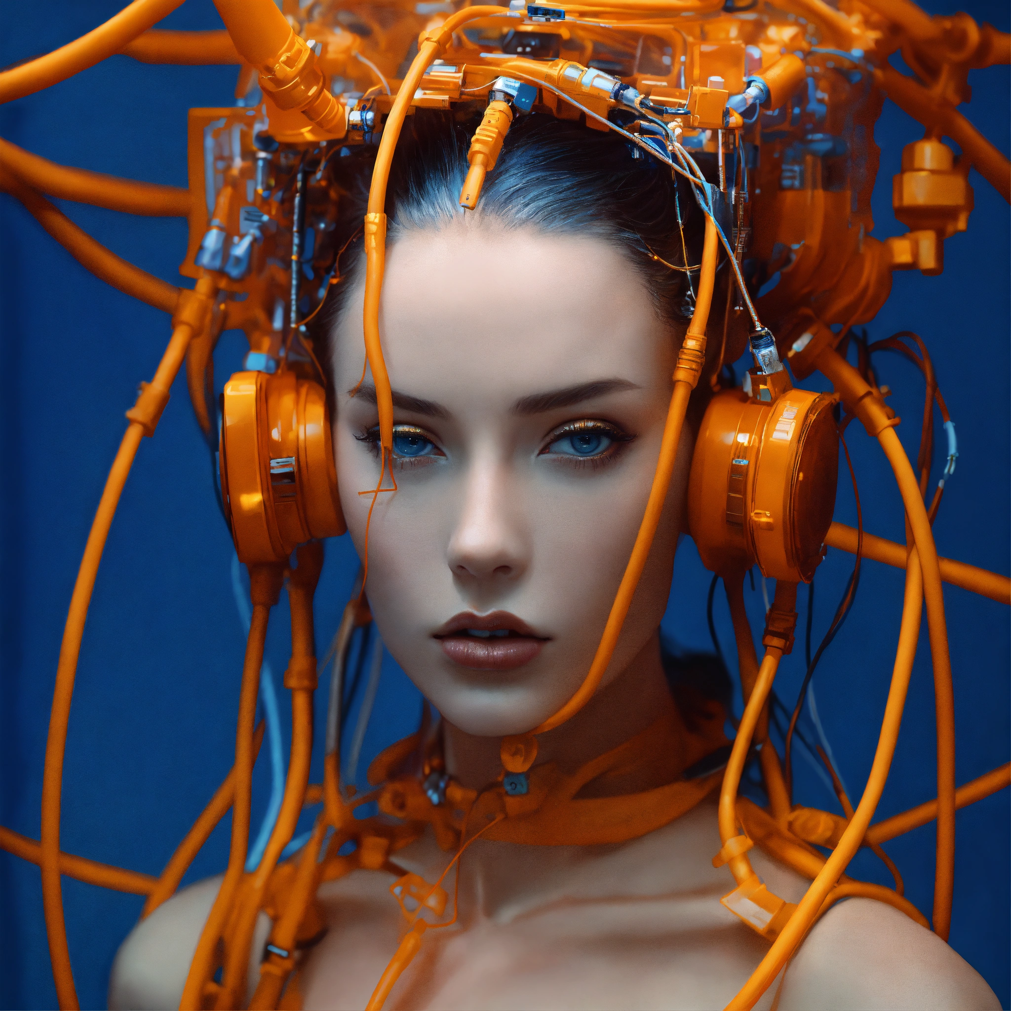 Lexica - Portrait Photography, in front of a blue wall, a perfect ...