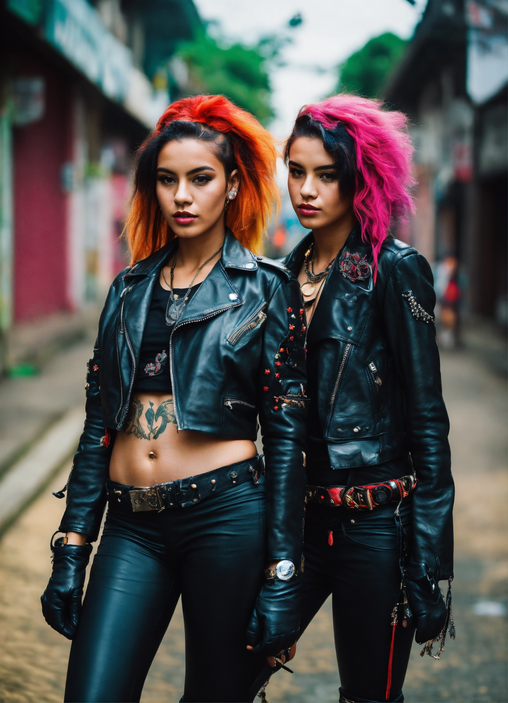 Lexica - Two 20 year old brazilian punk girls wearing a black leather ...