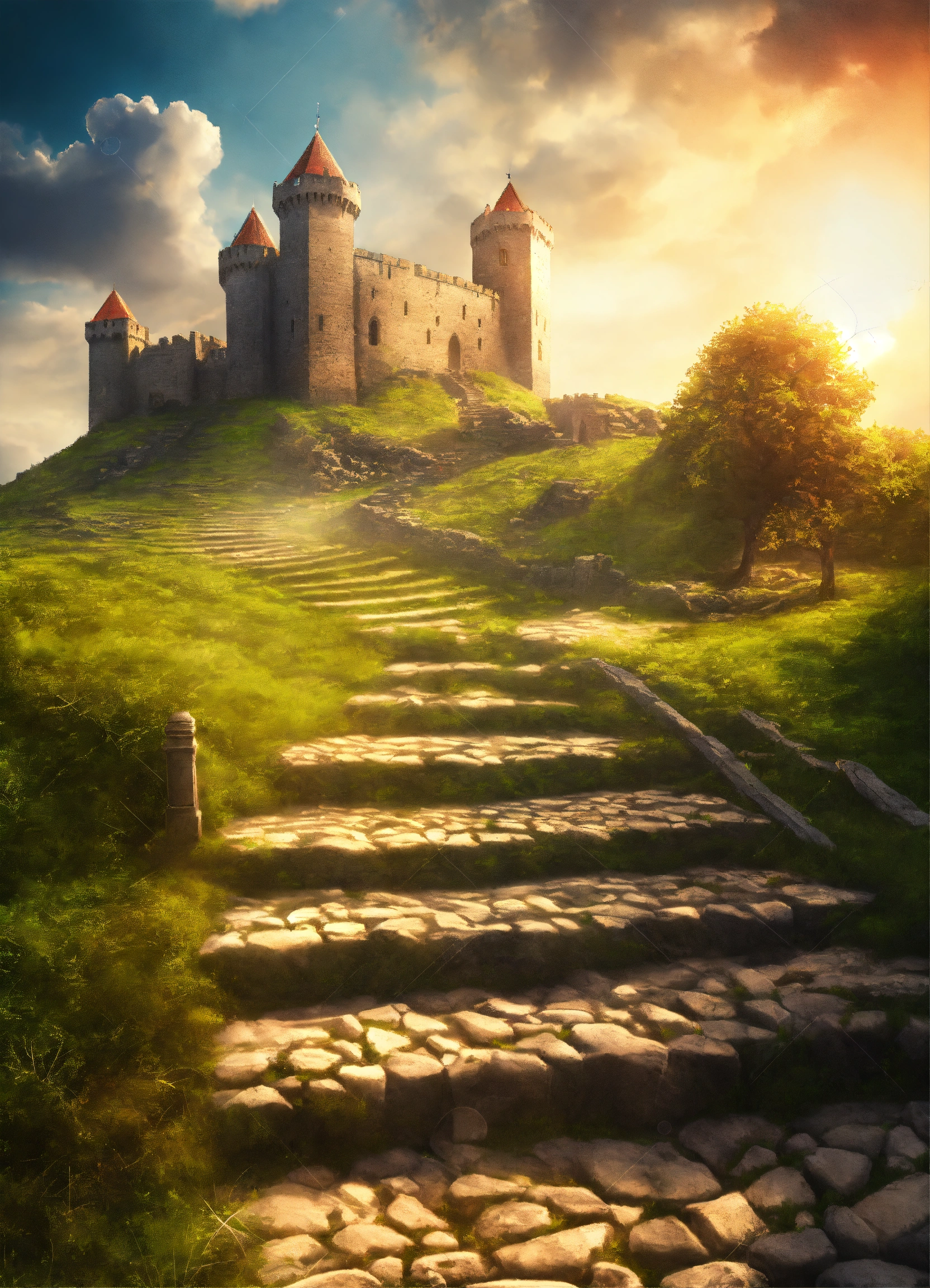 Lexica - Create a design Medieval background with fantasy lighting ...