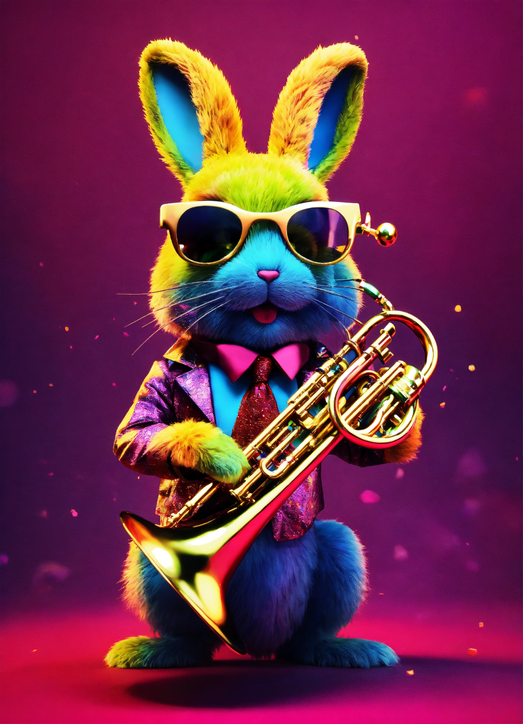 Lexica - An insane 3d toy furry musical bunny playing trumpet saxophone ...