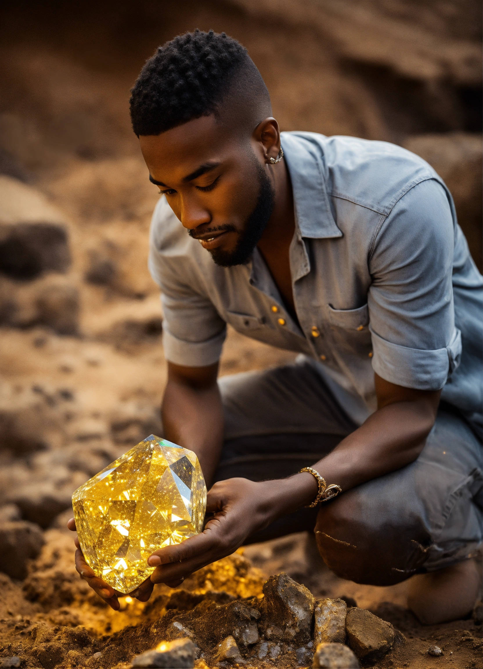 Lexica - Black man mining diamond
