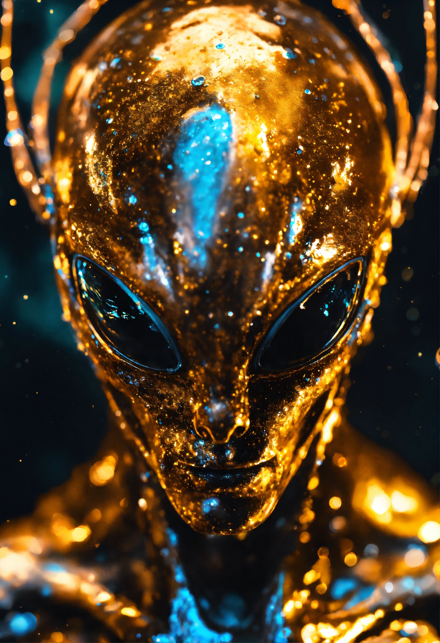 Lexica - An sterotypical alien with glowing eyes in the style of ...