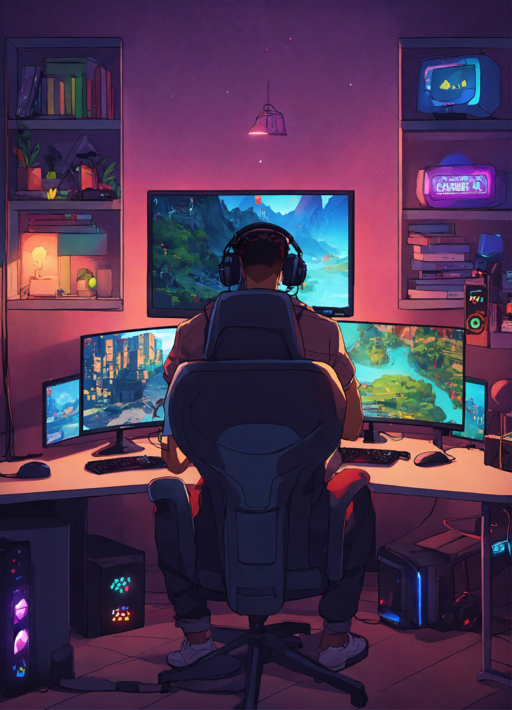 Lexica - Un jeune homme noir métisser avec des cheveux nattés, gamer ...