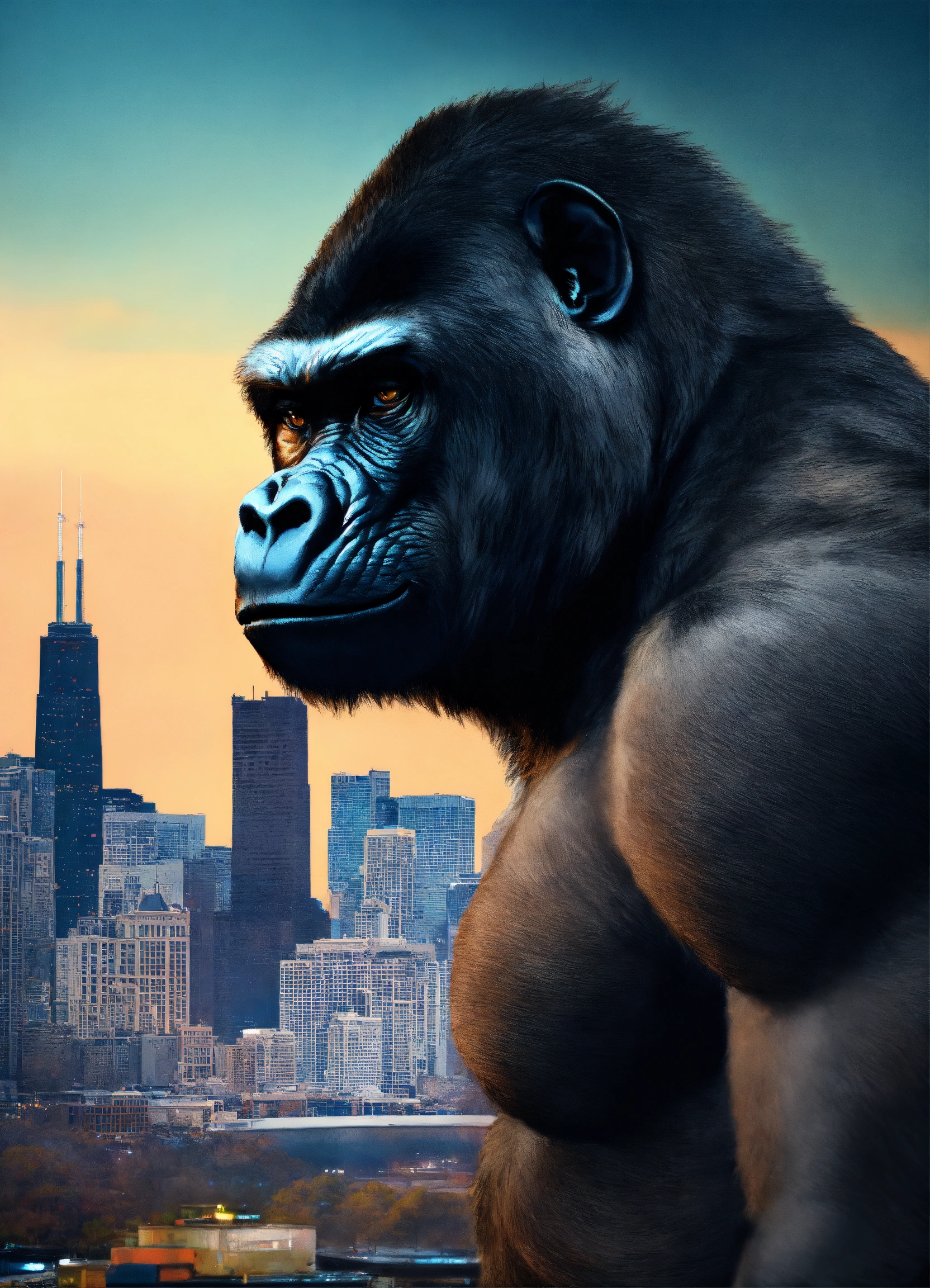 Lexica - Half wolf half gorilla hybrid face with an jungle and urban ...