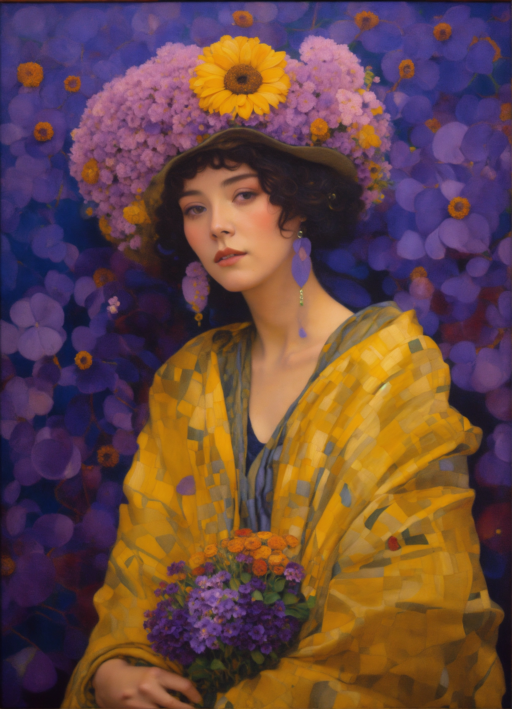 Lexica - Oil painting of a fashionable homeless woman, flowers , by ...