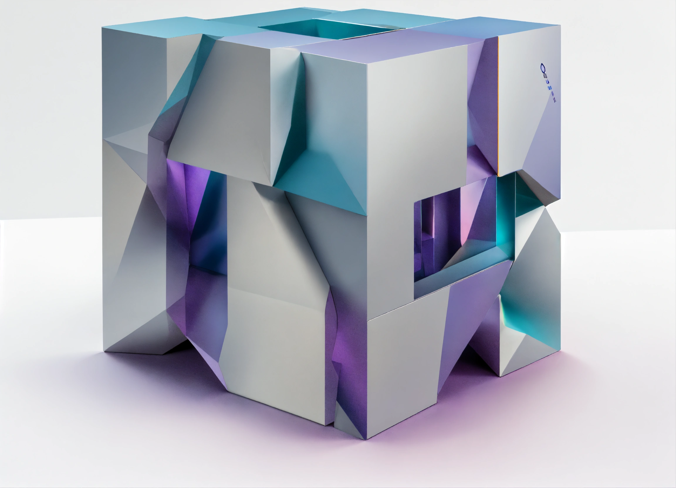 Lexica - Isometric shape, retangular 3D shape, a blue purple geometric ...