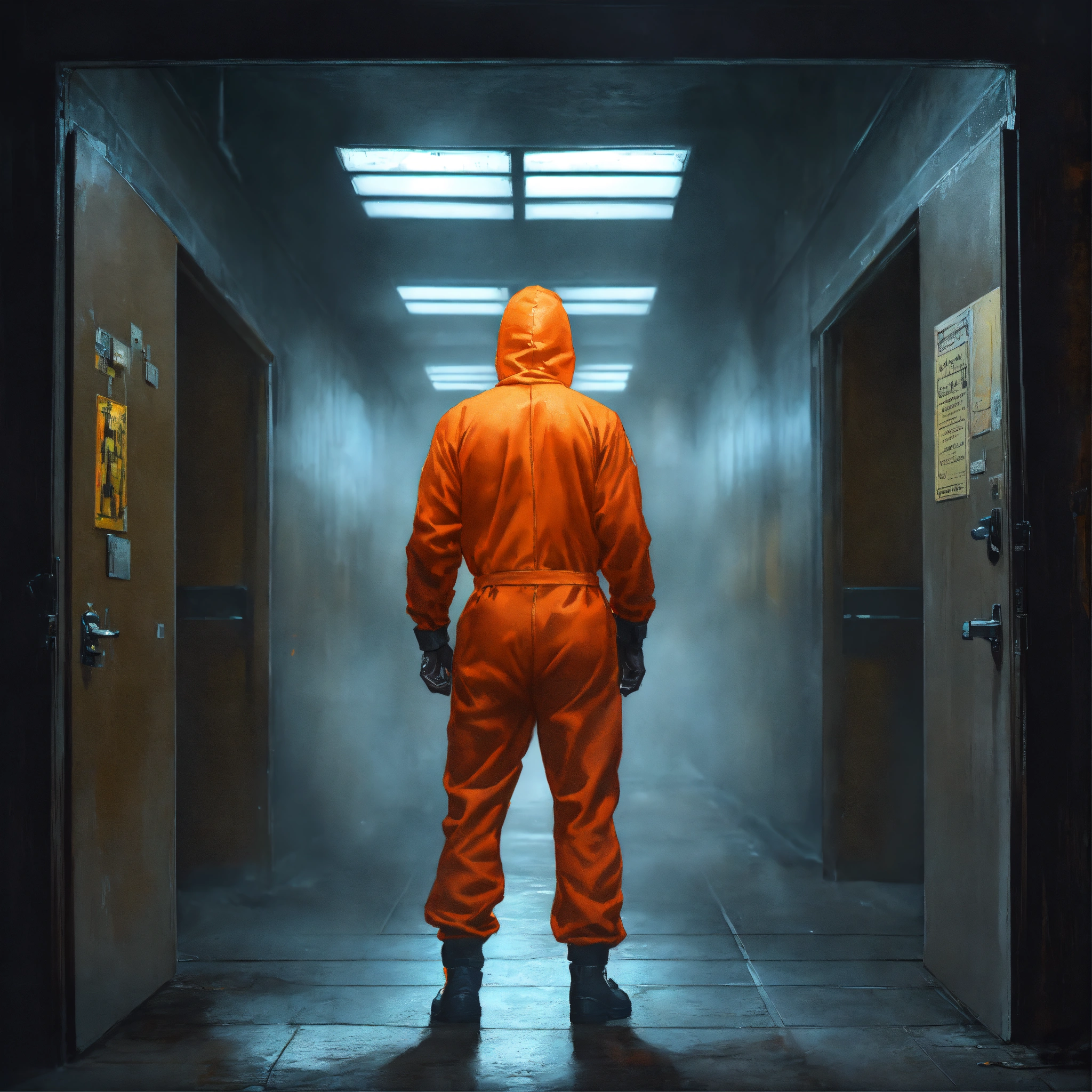 Lexica - Portrait painting of a man entering the prison hallways ...