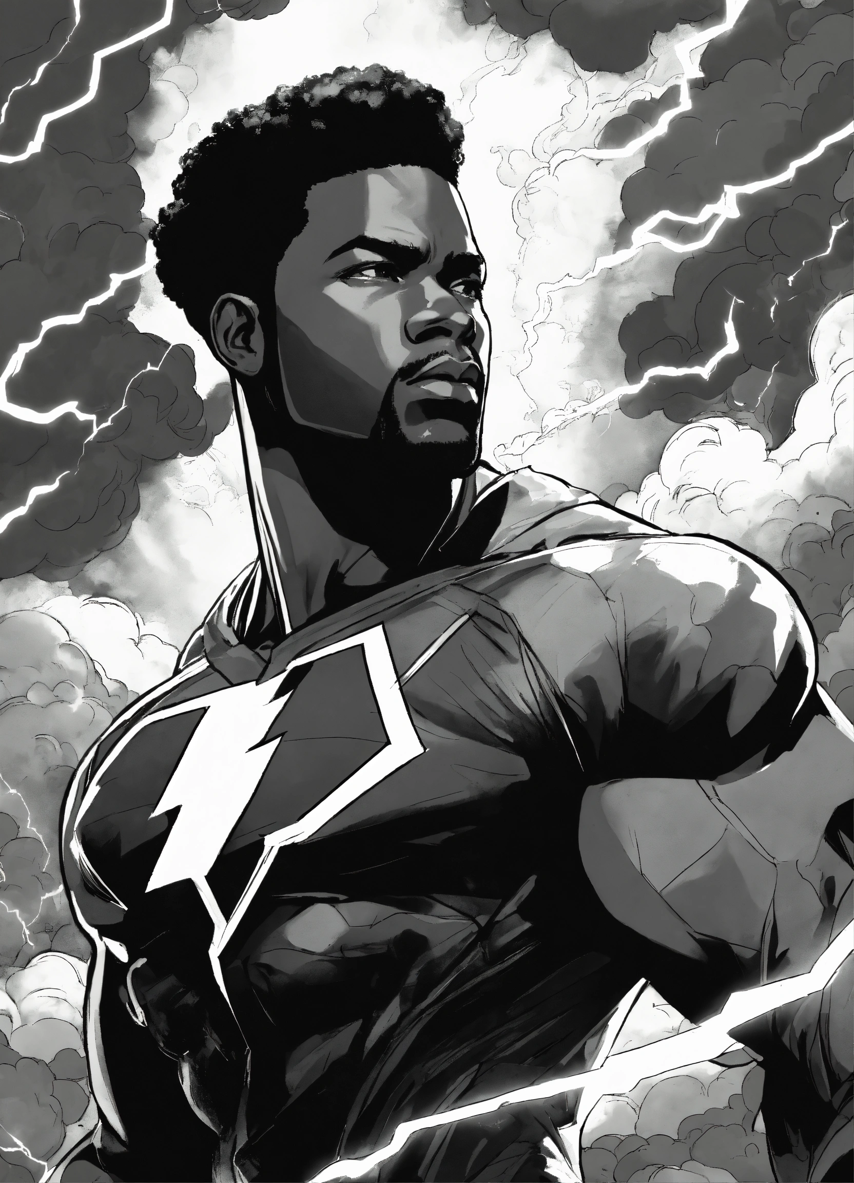 Lexica - A black and white illustration of a masculine black man ...