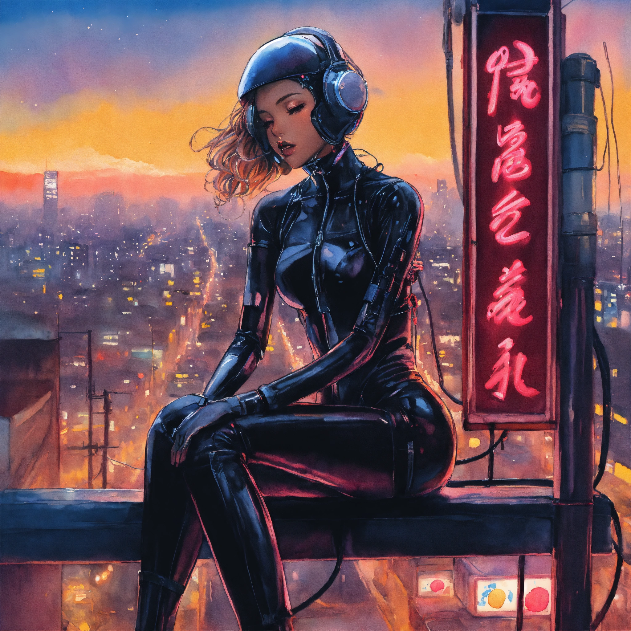 Lexica - Full body Illustration of a cyborg woman, young, 18 years old ...