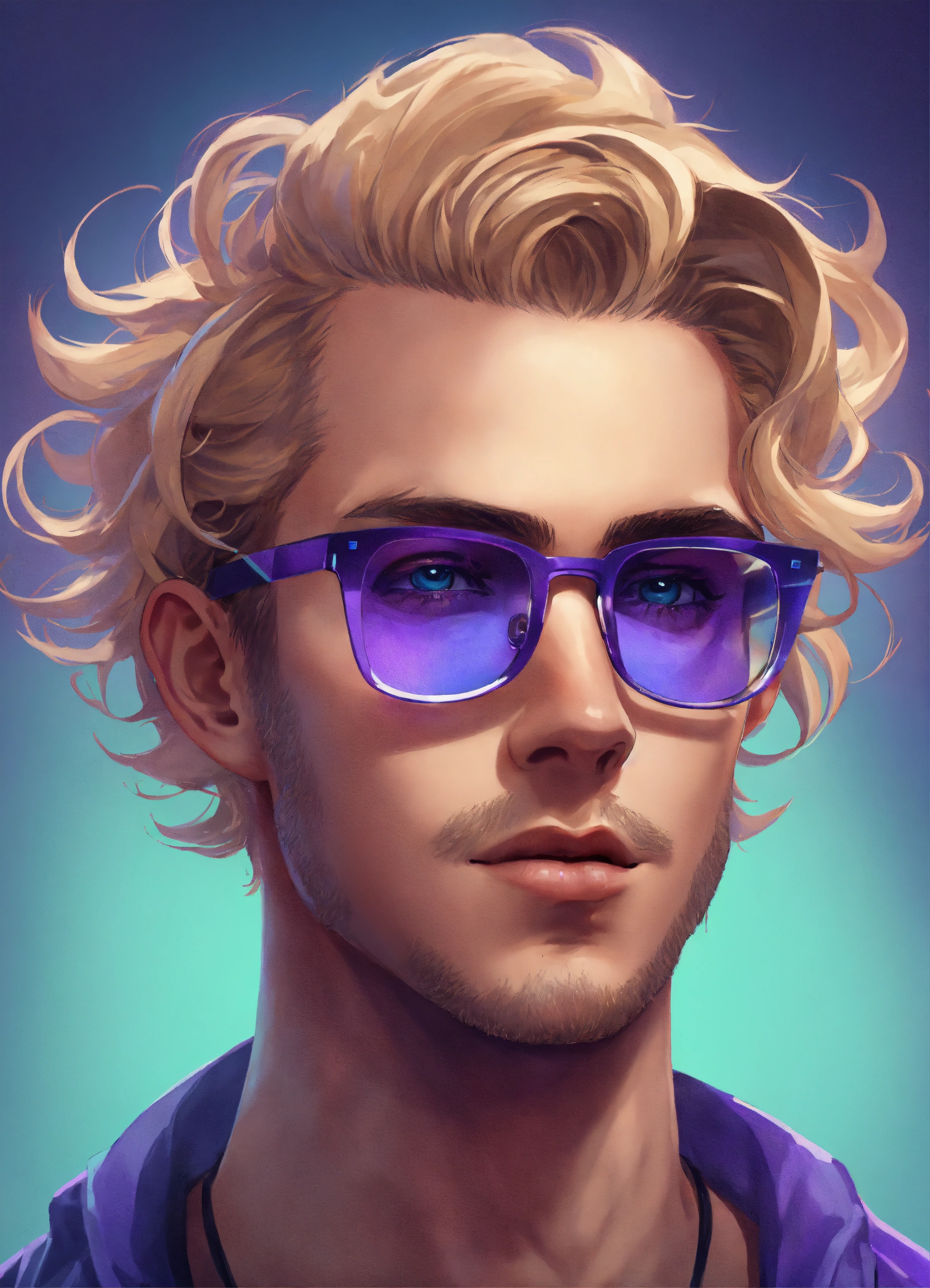 Lexica - A male gaming streamer, blonde hair, clean shaved, short wavy ...