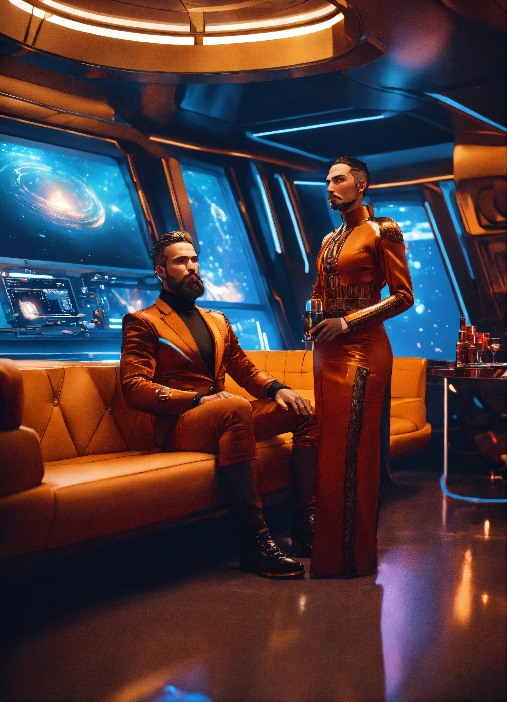 Lexica - 45 year old masculine man with trim beard in futuristic ...