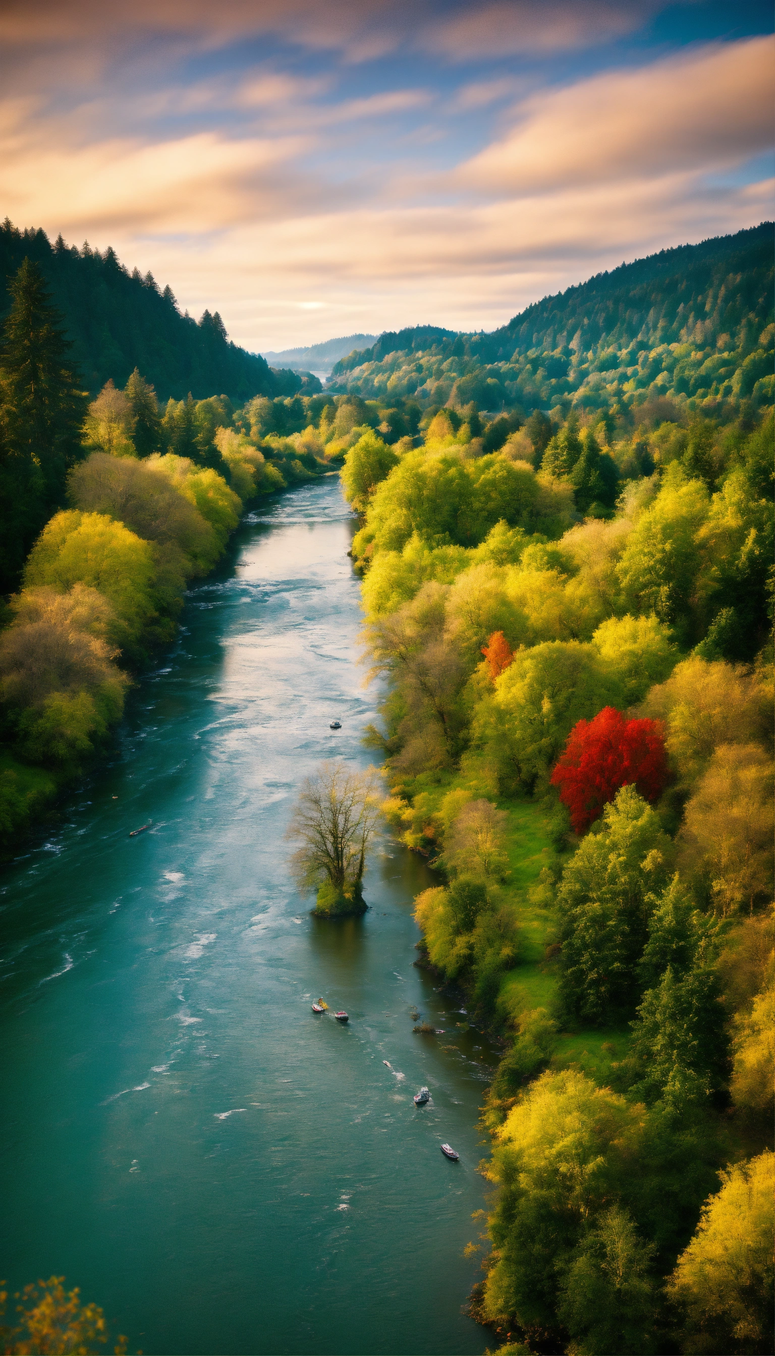 Lexica - Willamette River Oregon, tilt-shift style, ultra high ...