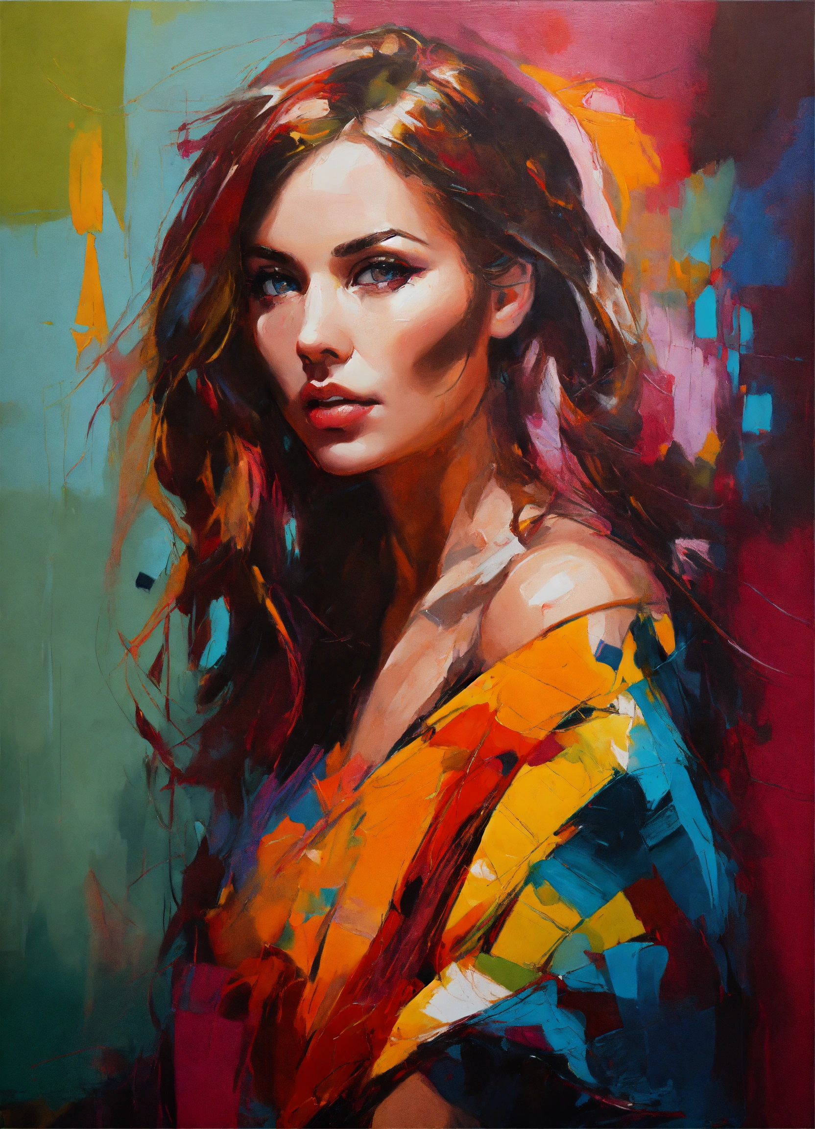 Lexica - Abstract colourful portrait painting, ultra detailed, oil ...