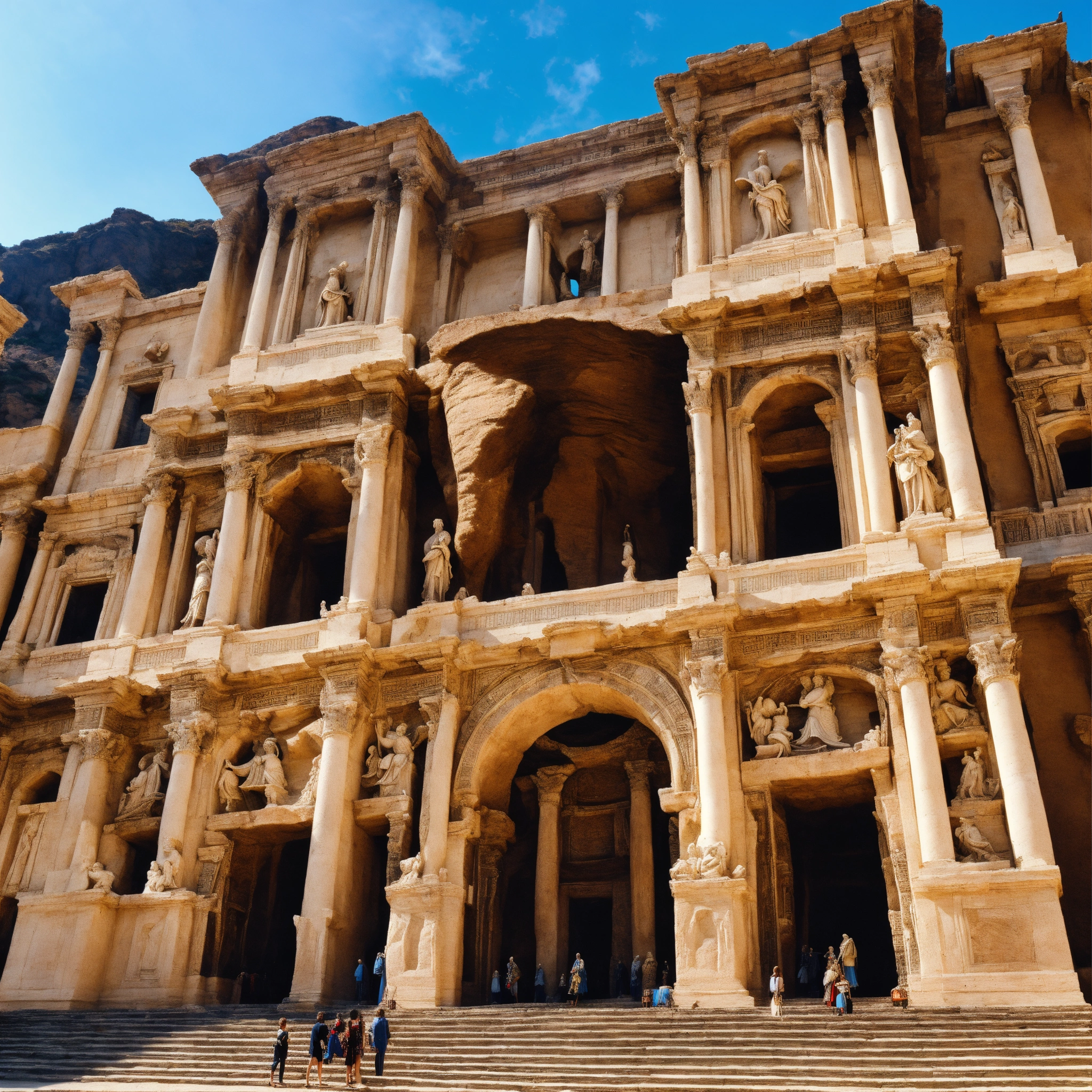 Lexica - Gigantic magnificent facade of a palace, with statues inspired ...