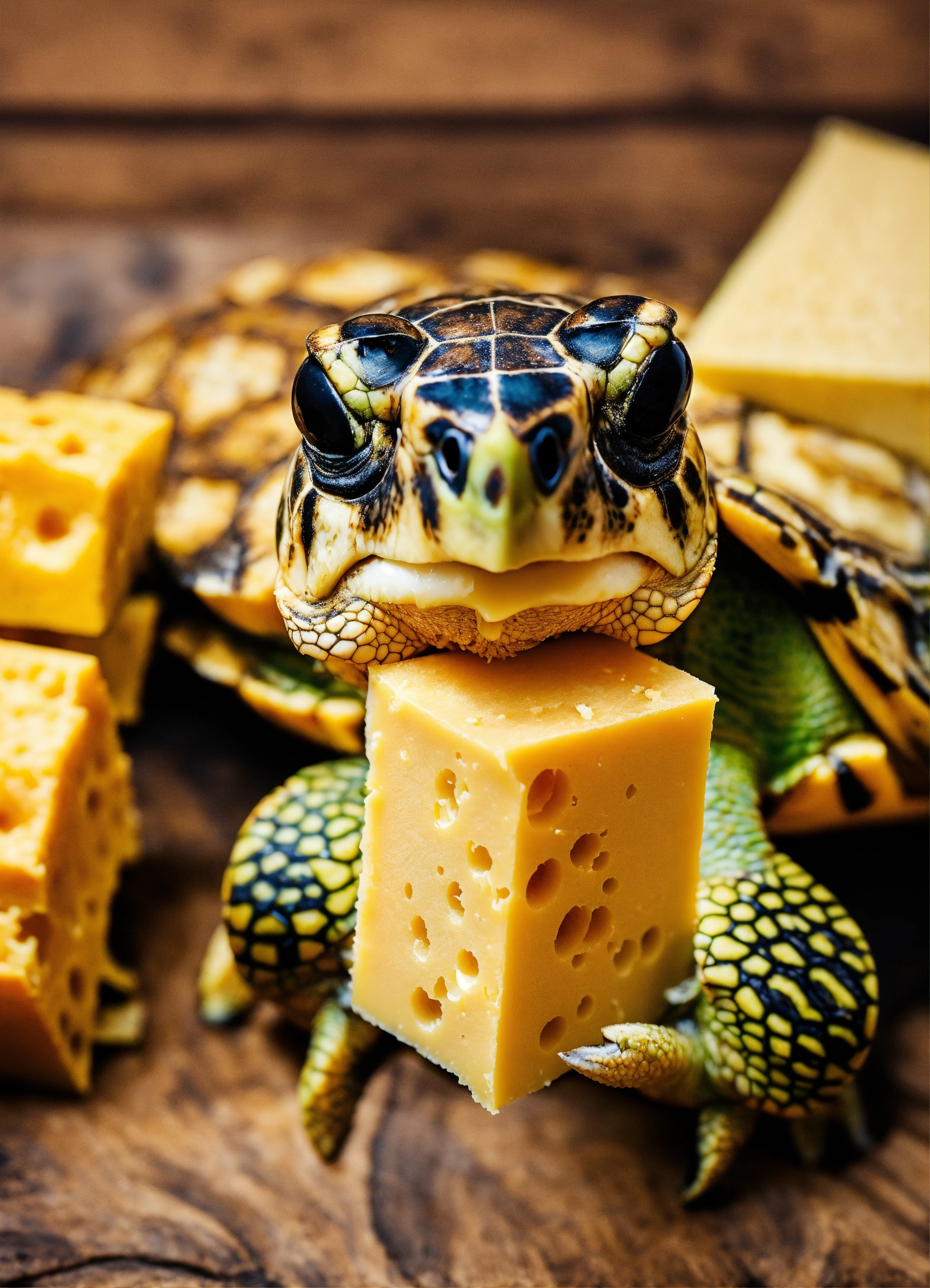 Lexica - A turtle holding a block of cheese
