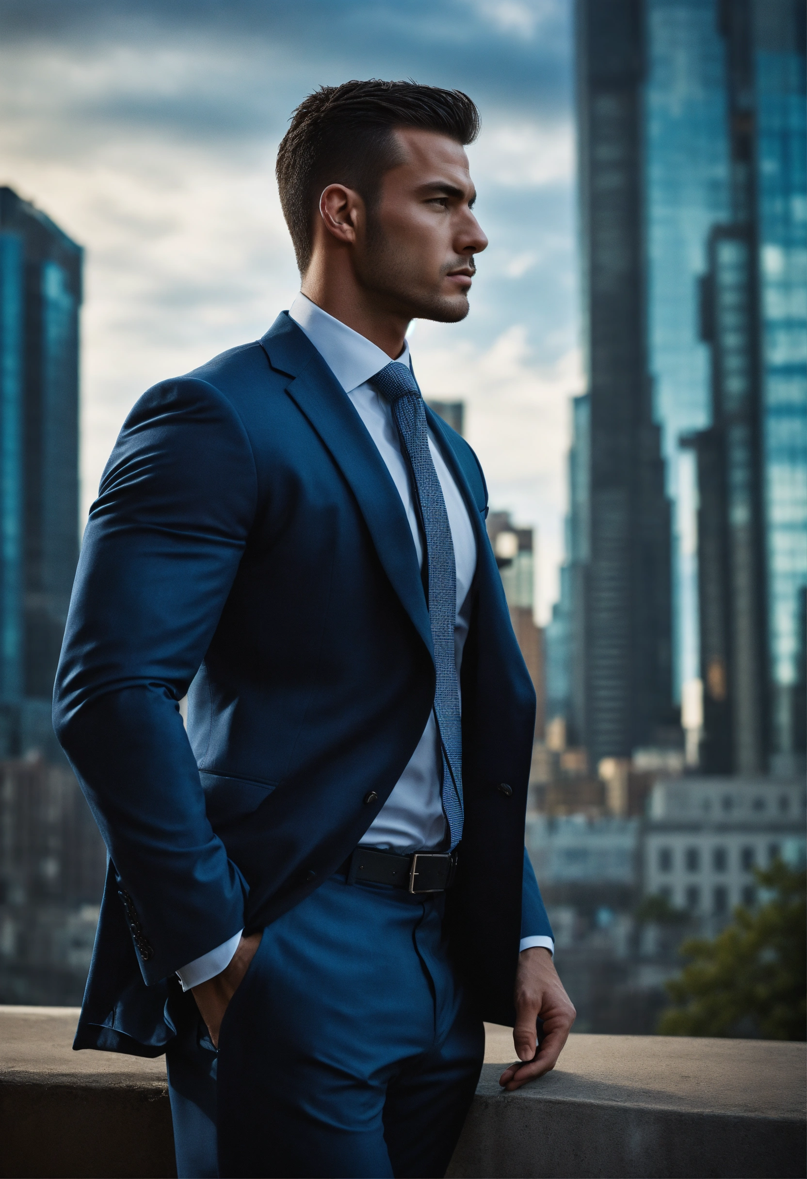Lexica - Design a compelling image, athletic and muscular man, side ...