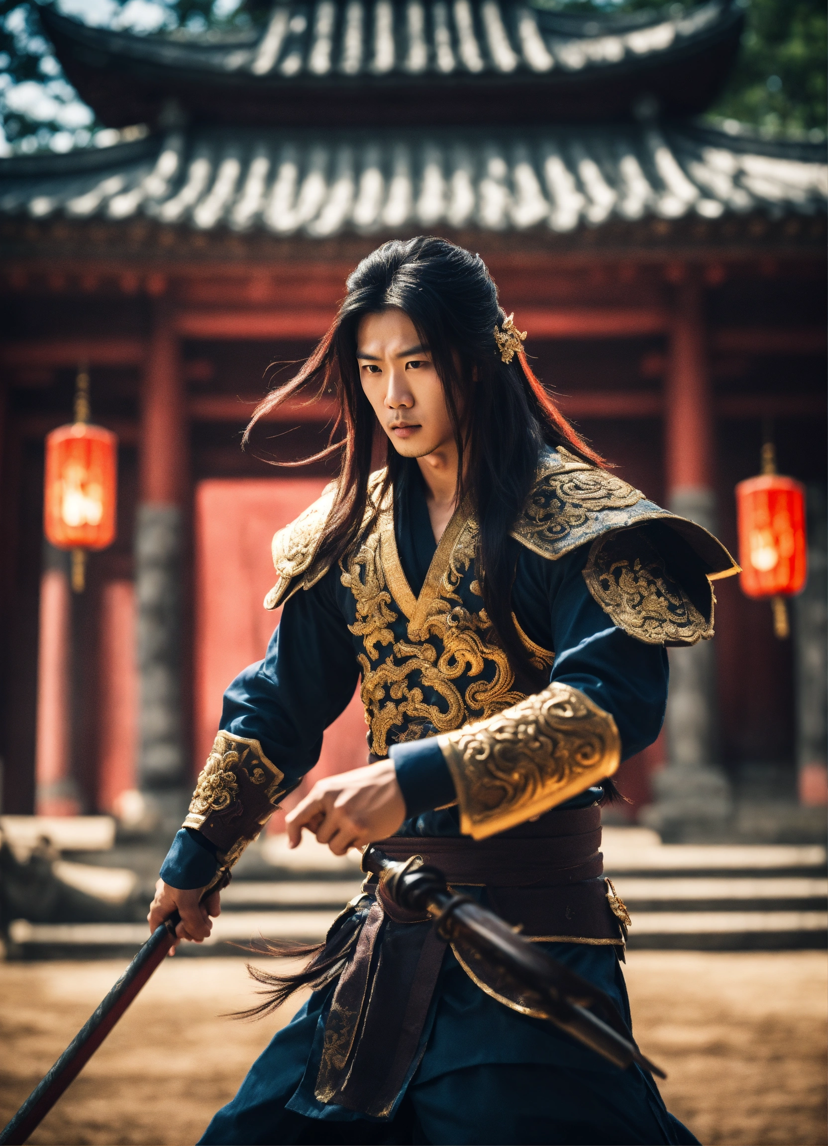Lexica - Beautiful asian man with long hair warrior epic fanrasy ...