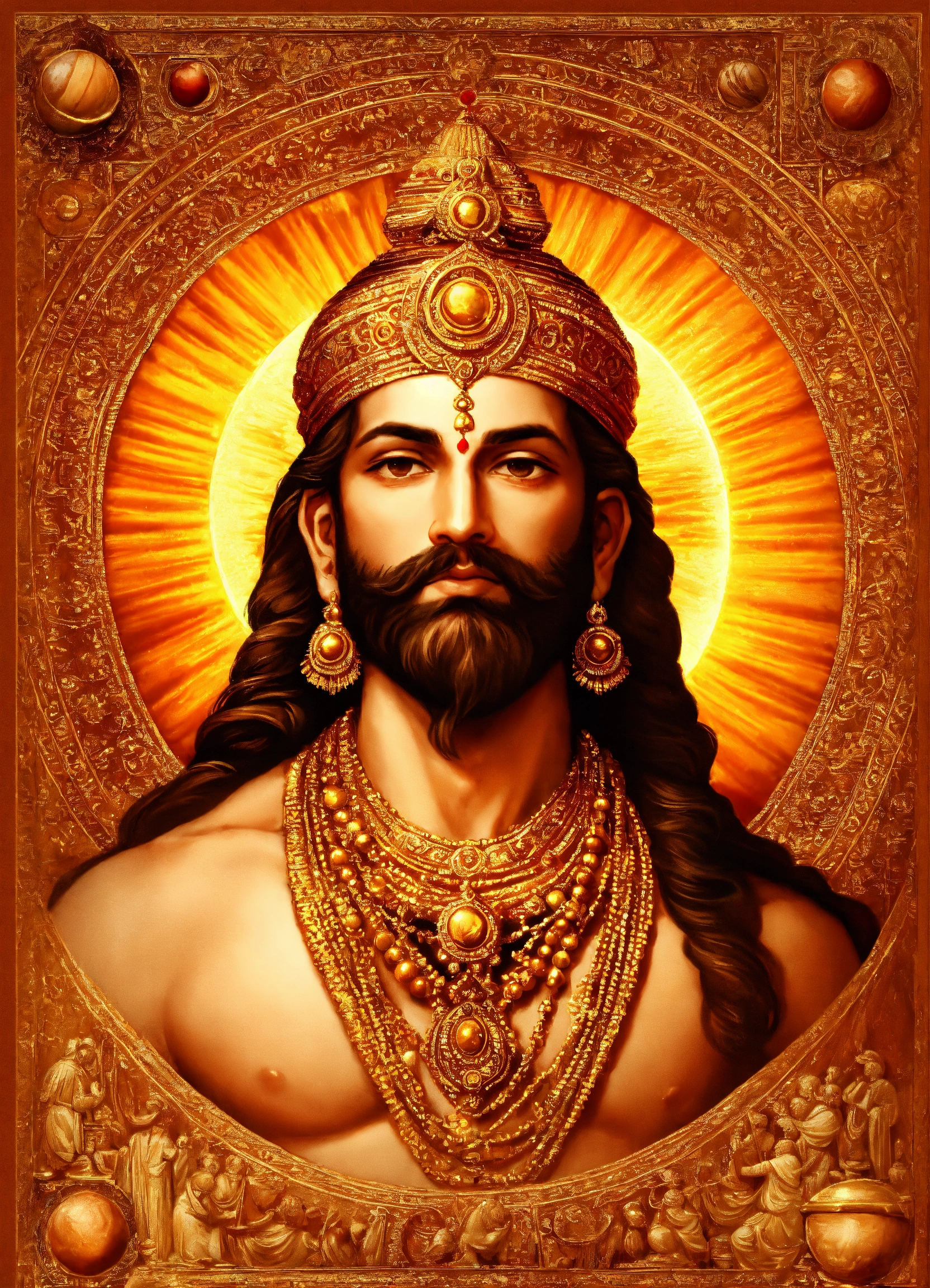 Lexica - Generate an image of lord Jupiter according to Vedic astrology
