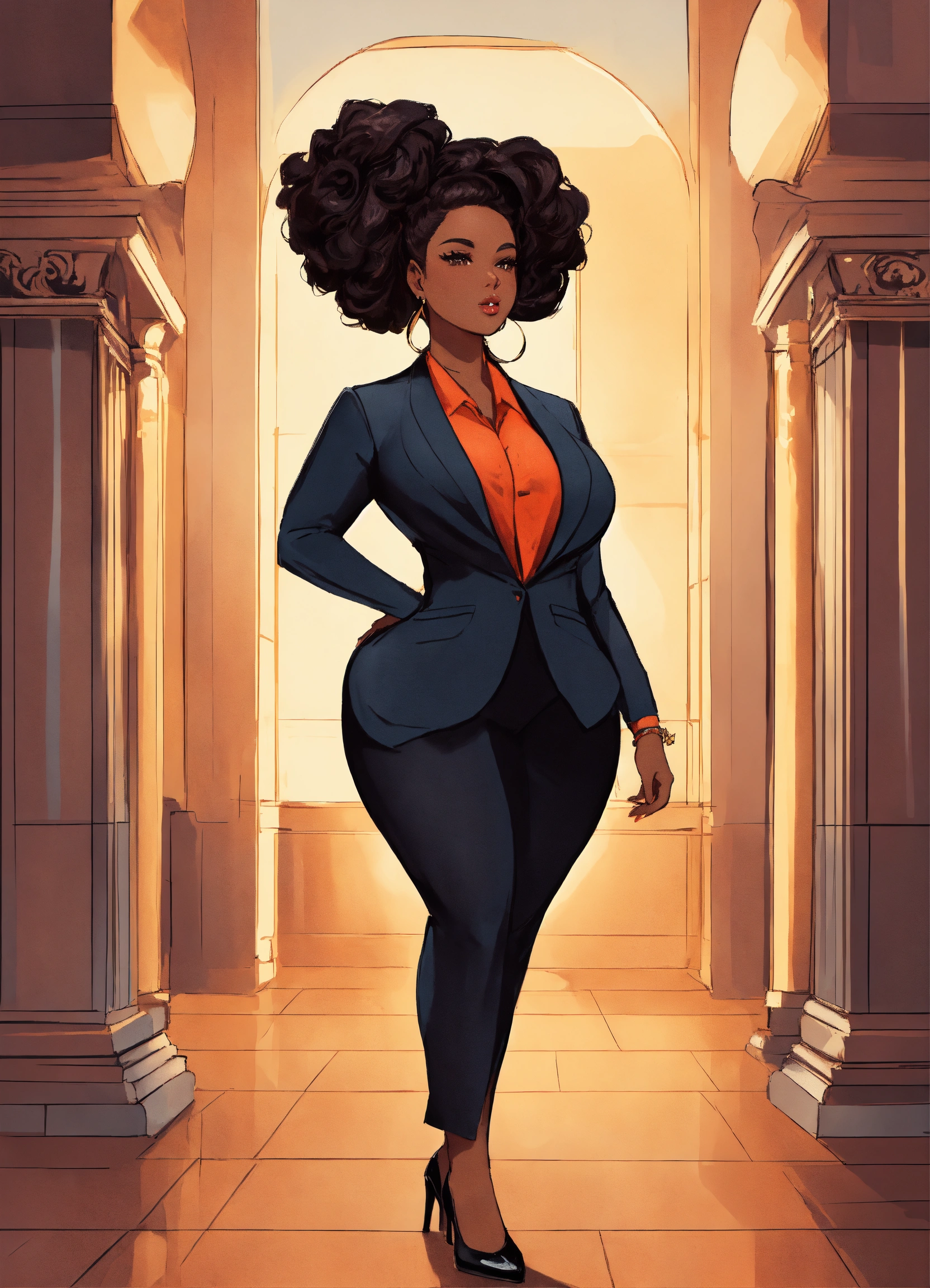 Lexica - Illustration of an exquisite full figured black woman with ...