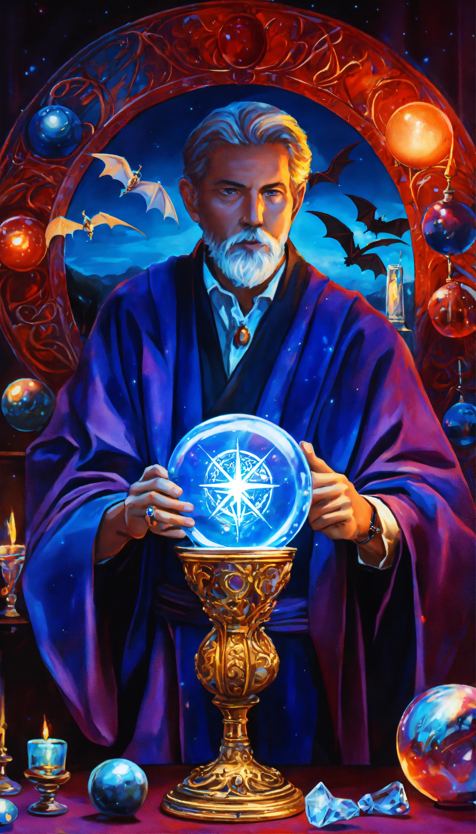 Lexica - ALL GLASSBLOWING superrealism STYLE MAN in center Wizard ...