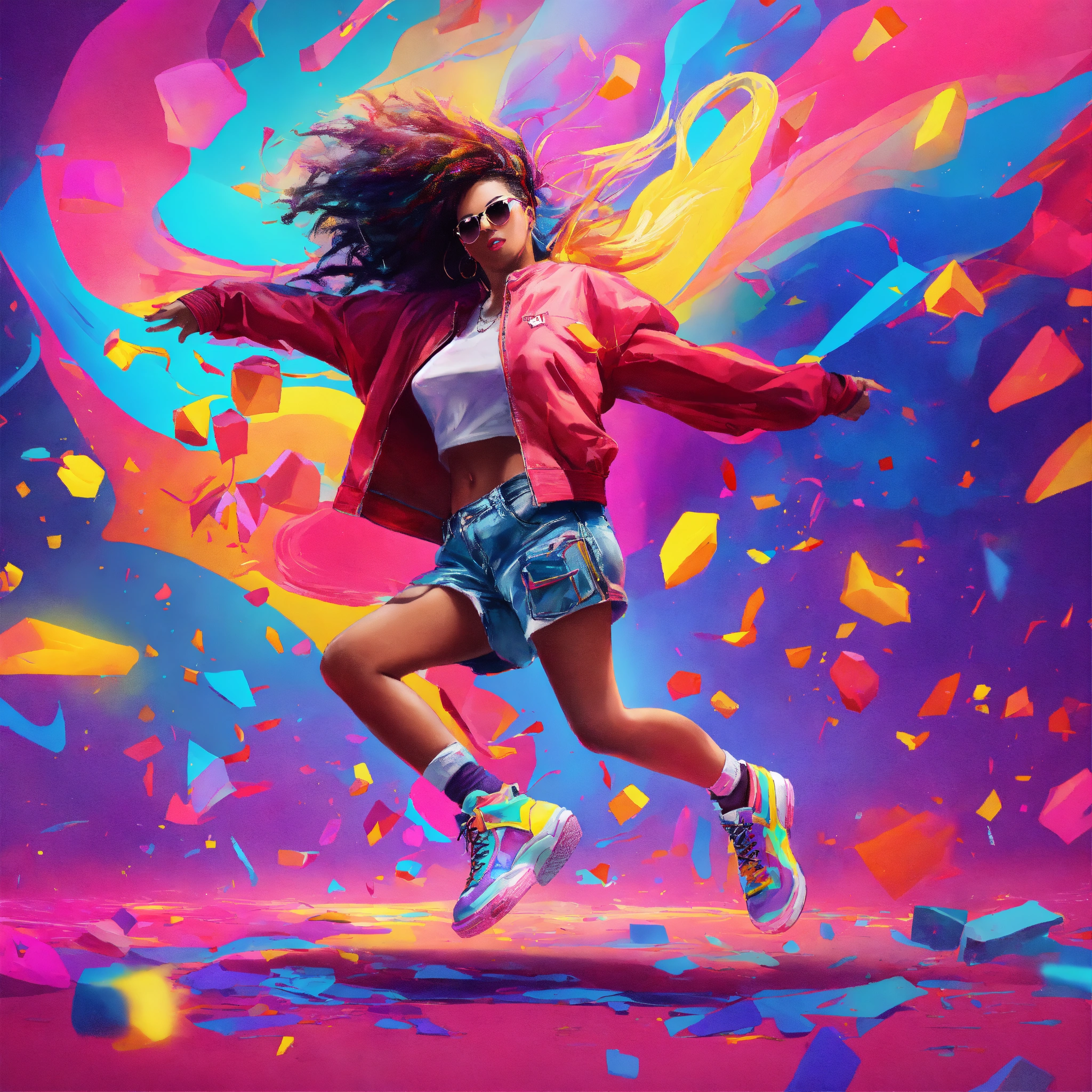 Lexica - Colorful art of crazy female hip hop dance 8k wallpaper,
