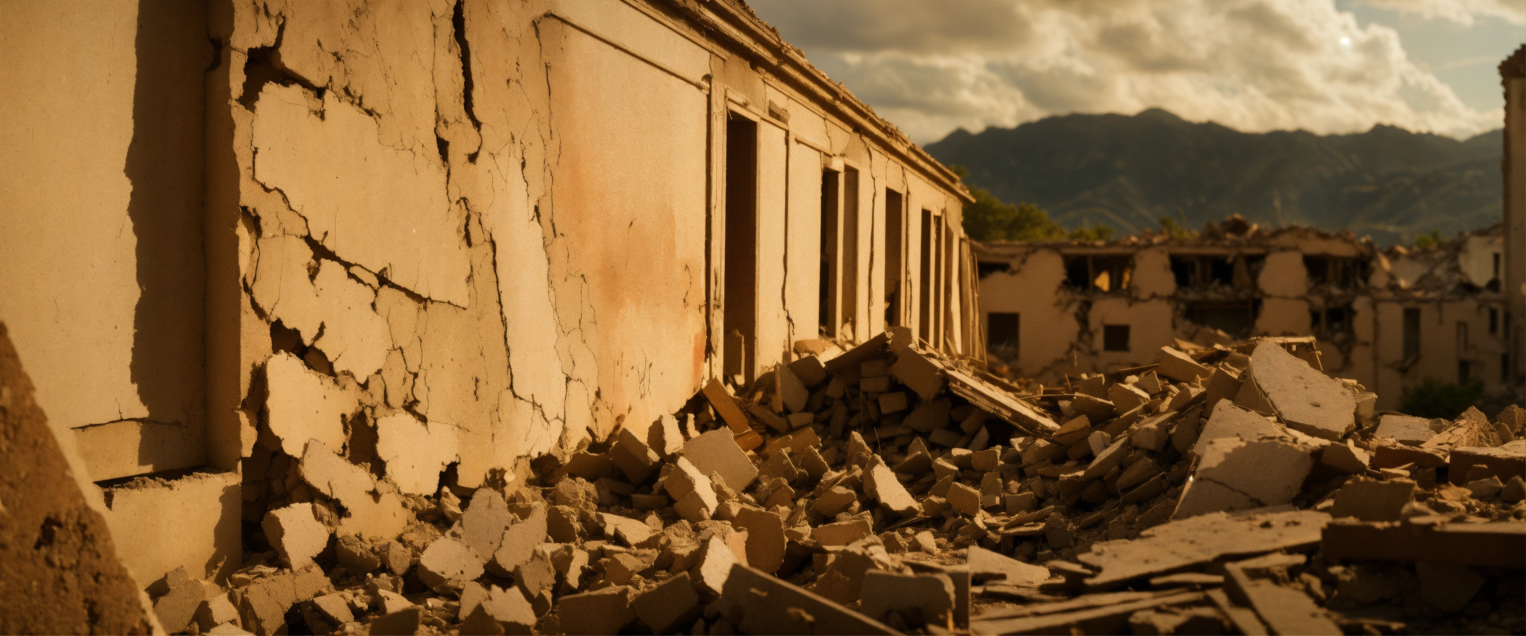 Lexica - After the earthquake, crumbling wall of a building, unsafe ...