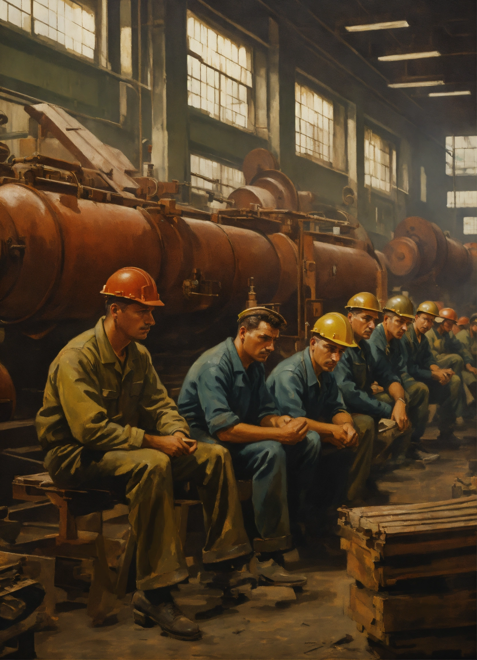 Lexica - Portrait of depressed workers in a factory in the USSR ...