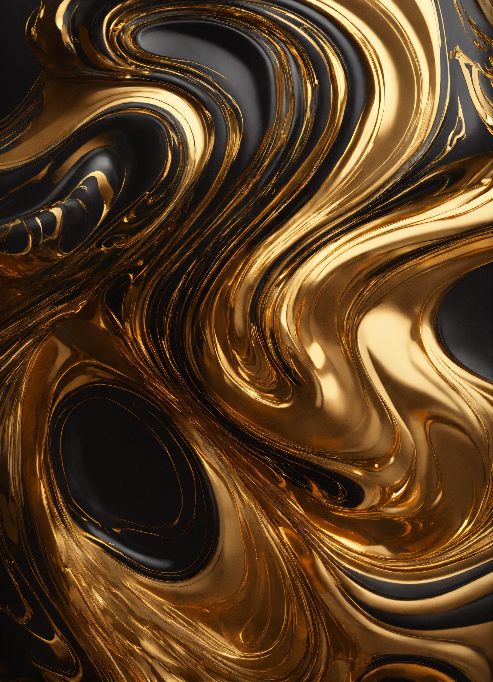 Lexica - A painting with white, gold and black swirls, in the style of ...
