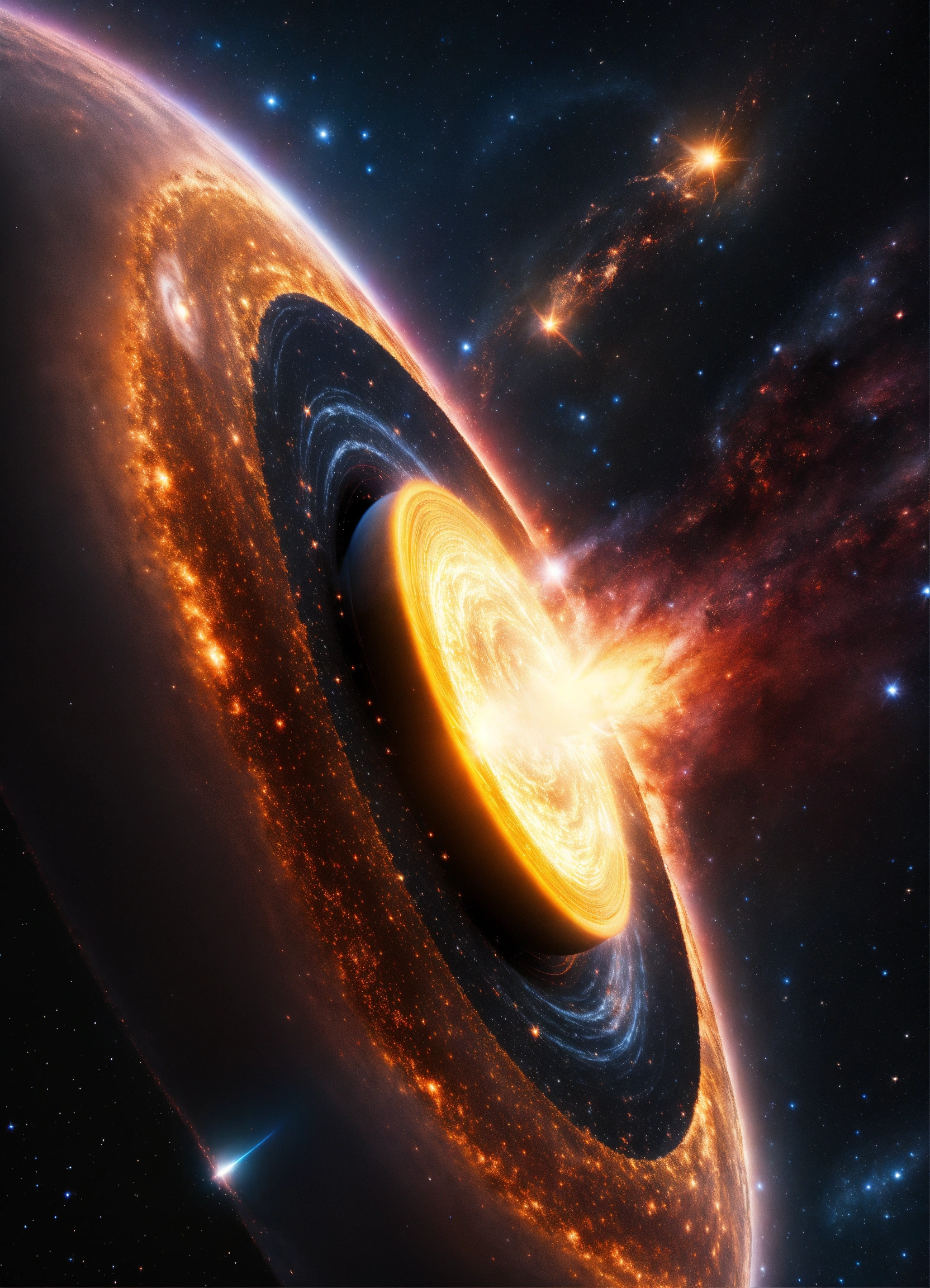 Lexica - A spaceship escaping a black hole while a star is exploding, surrounded by interstellar ...