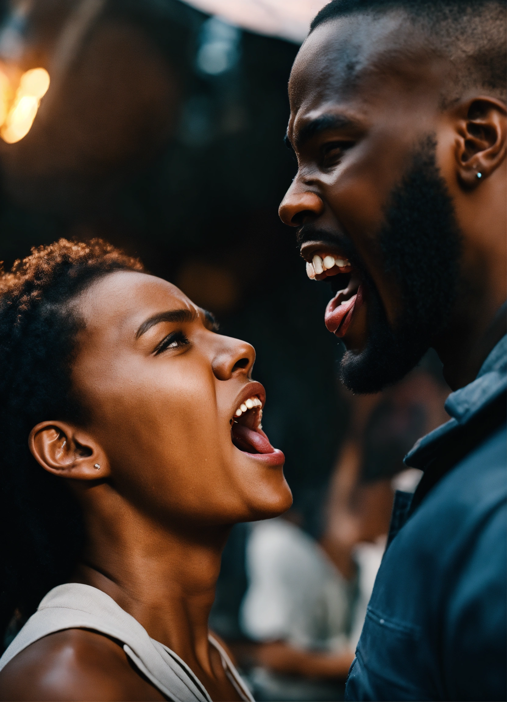 Lexica - Cinematic photo blackman woman screaming at man, realistic ...