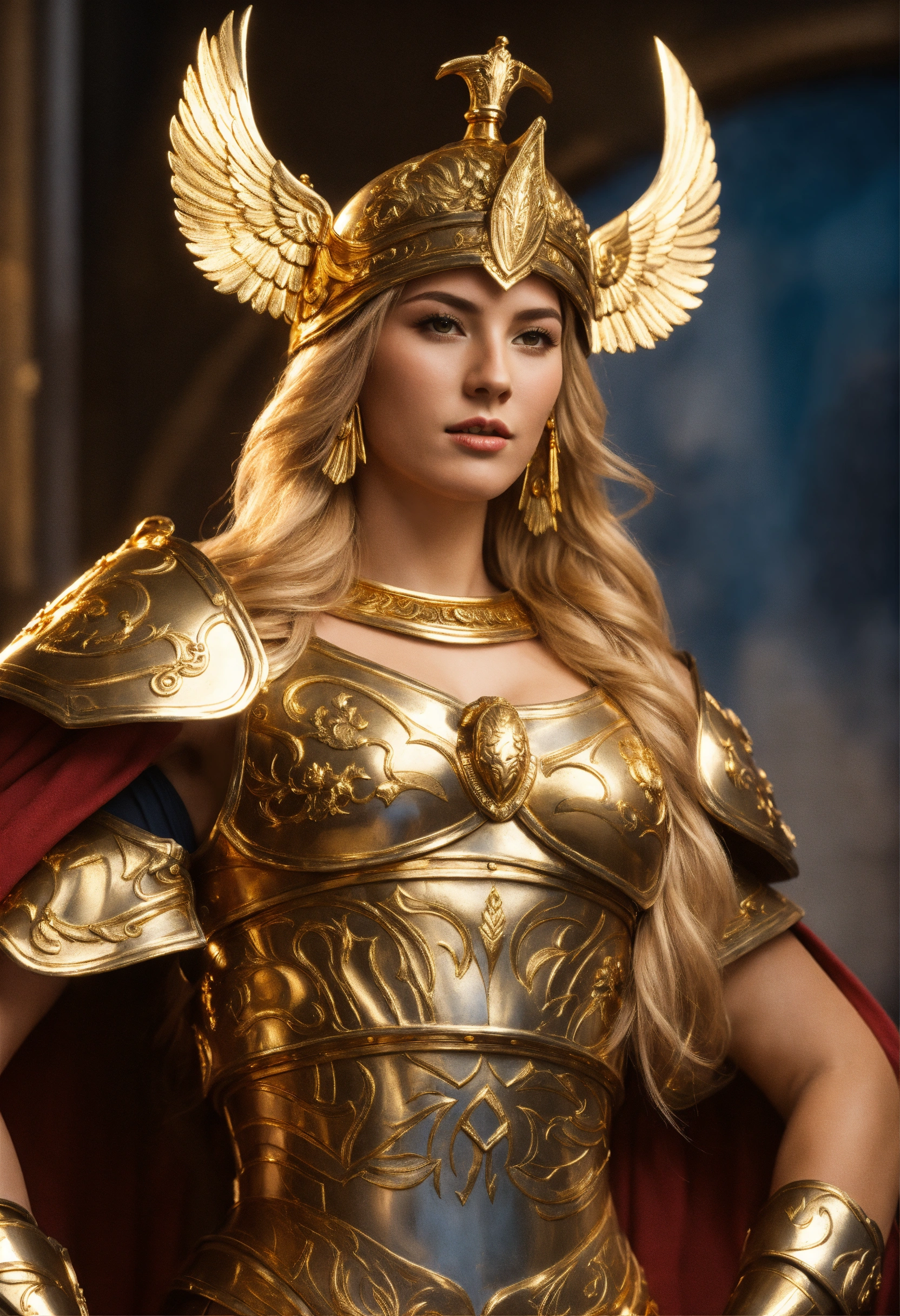 Lexica - Full body vivacious Greek goddess Athena with blonde hair ...