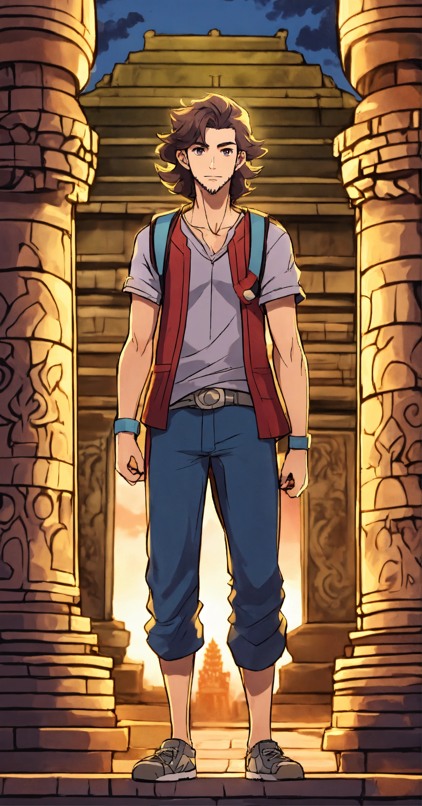 Lexica - A Pokemon trainer guy 30 years old with curly long hair and ...