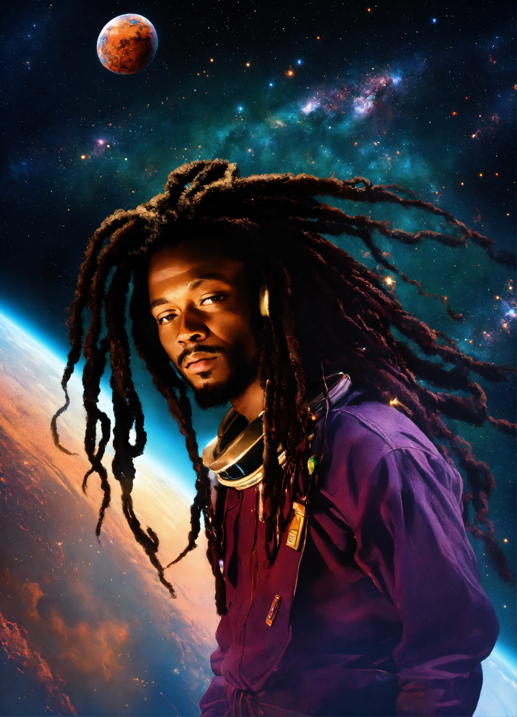 Lexica - A faraway image of an African man with long dreadlocks in ...