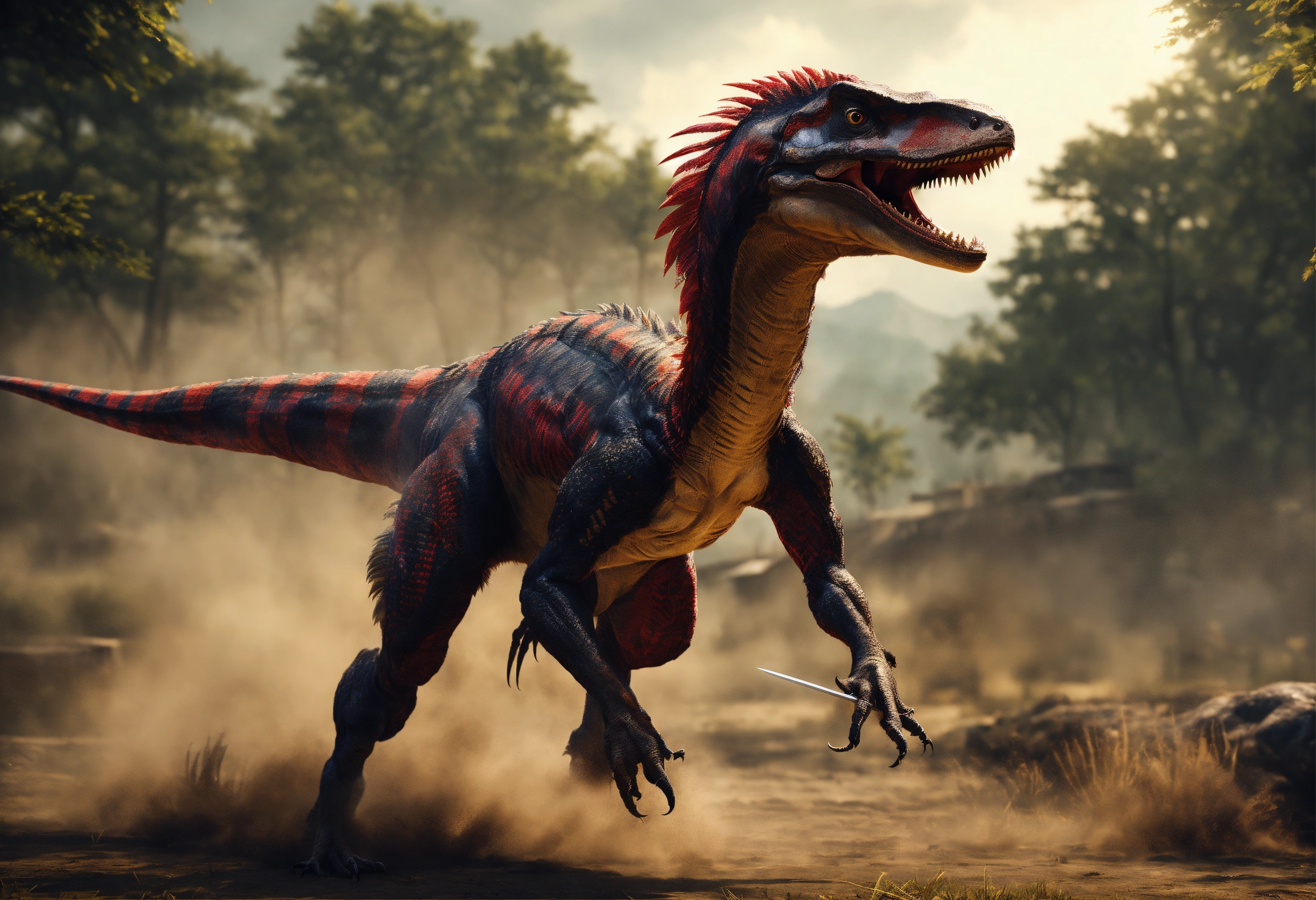 Lexica - Velociraptor samurai. battlefield. hyper realistic.