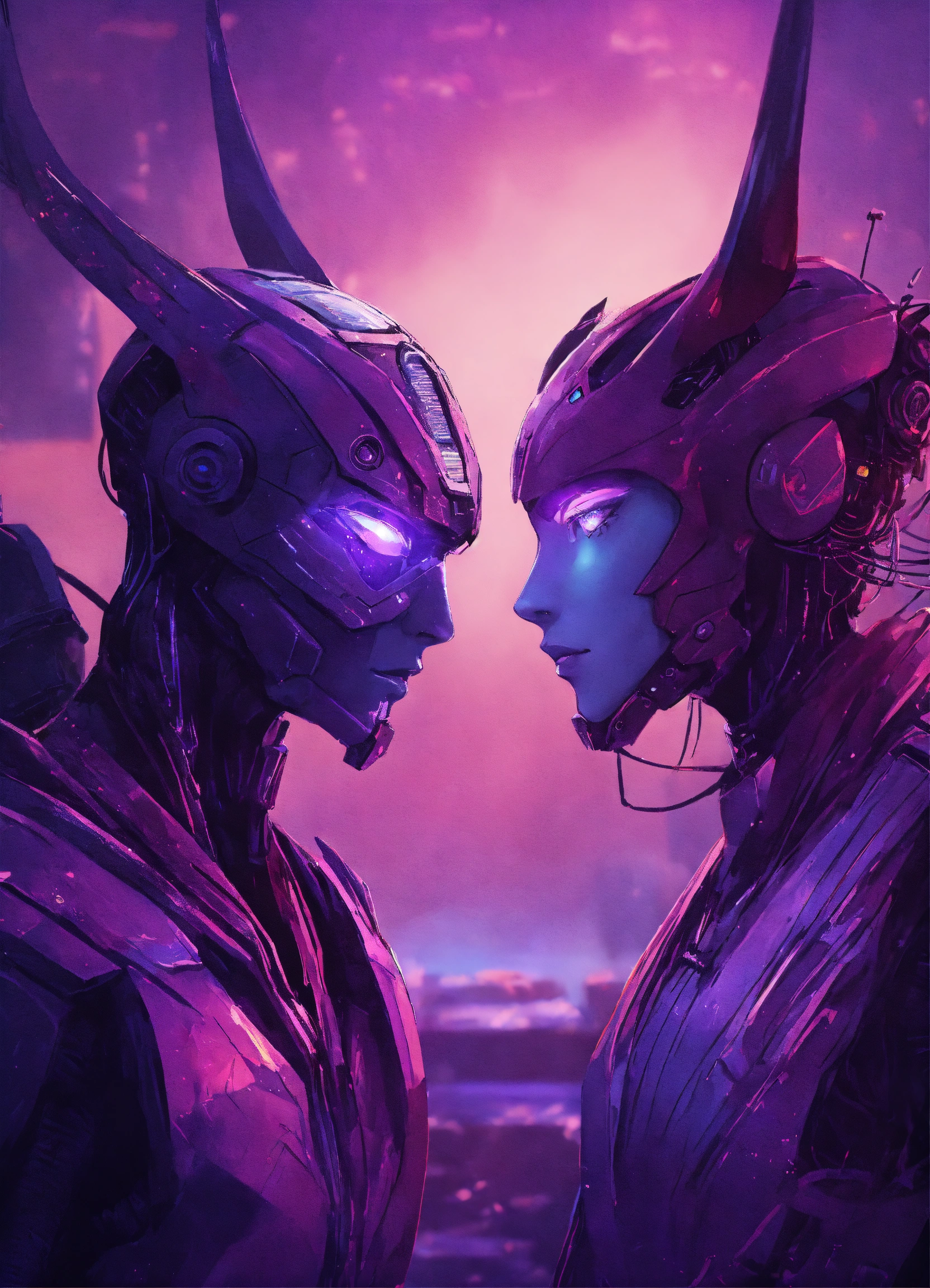 Lexica - Illustration of two cyber creatures looking at each other with ...
