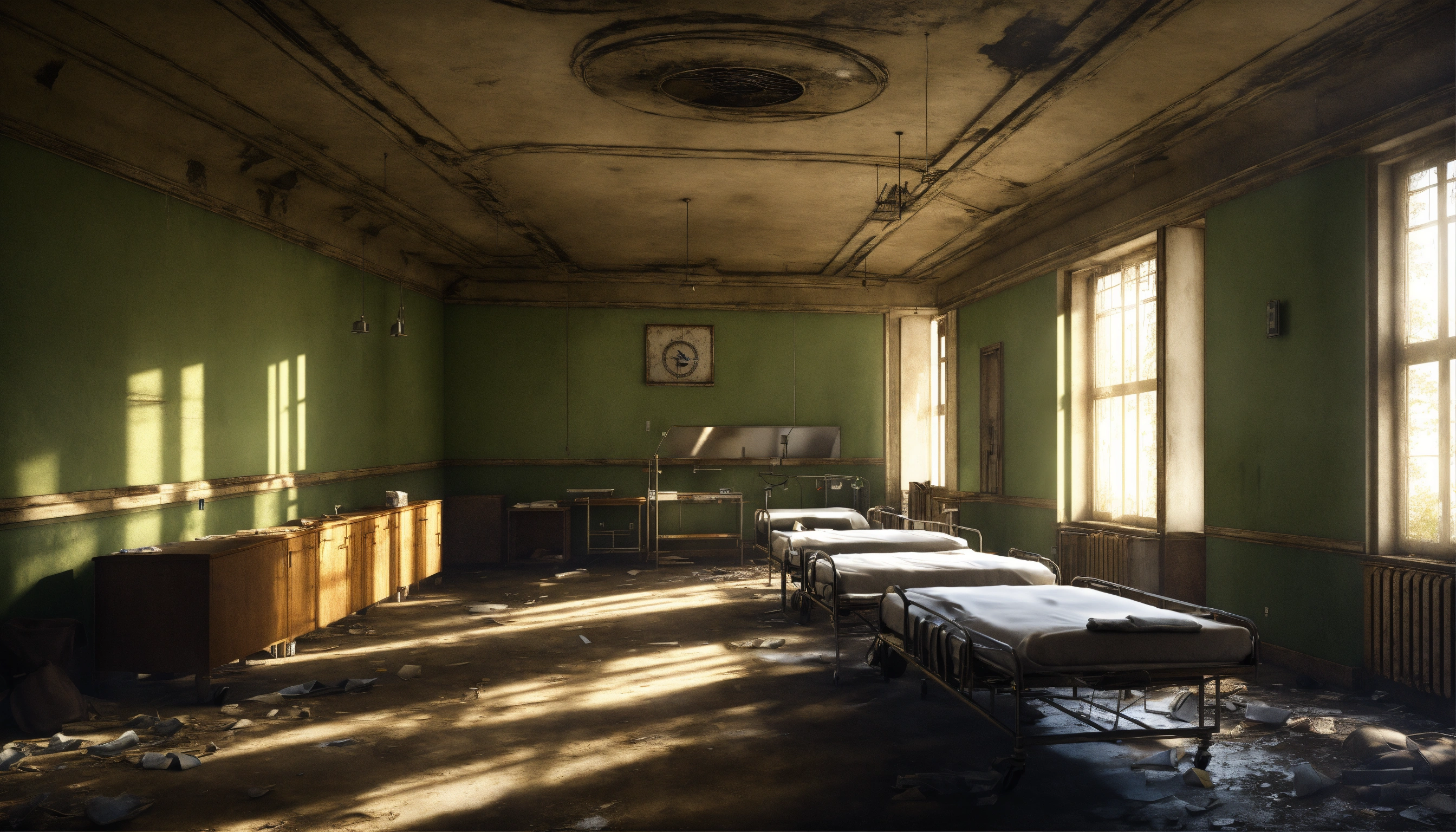 Lexica - Abandoned mysterious hospital of Kyiv inside realistic rendering