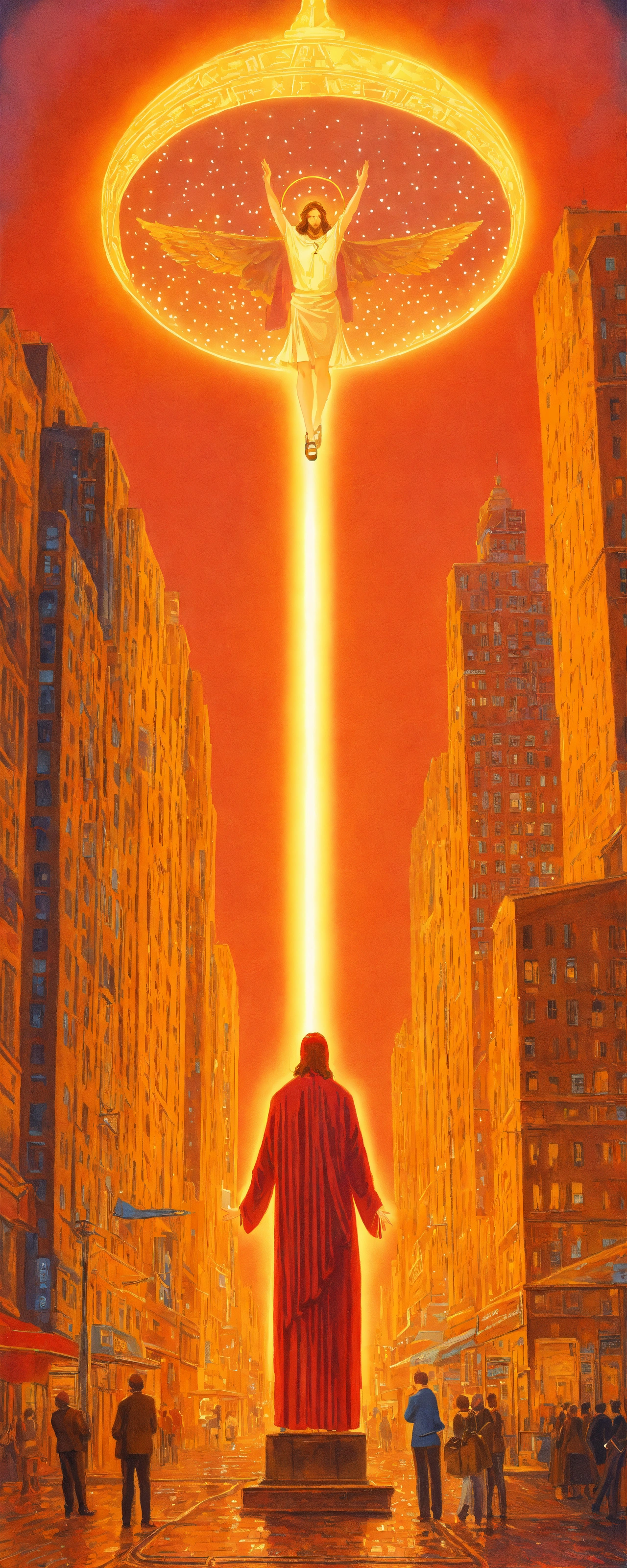 Lexica - Ultra-detailed illustration of "A huge flying iron-Jesus" in a ...