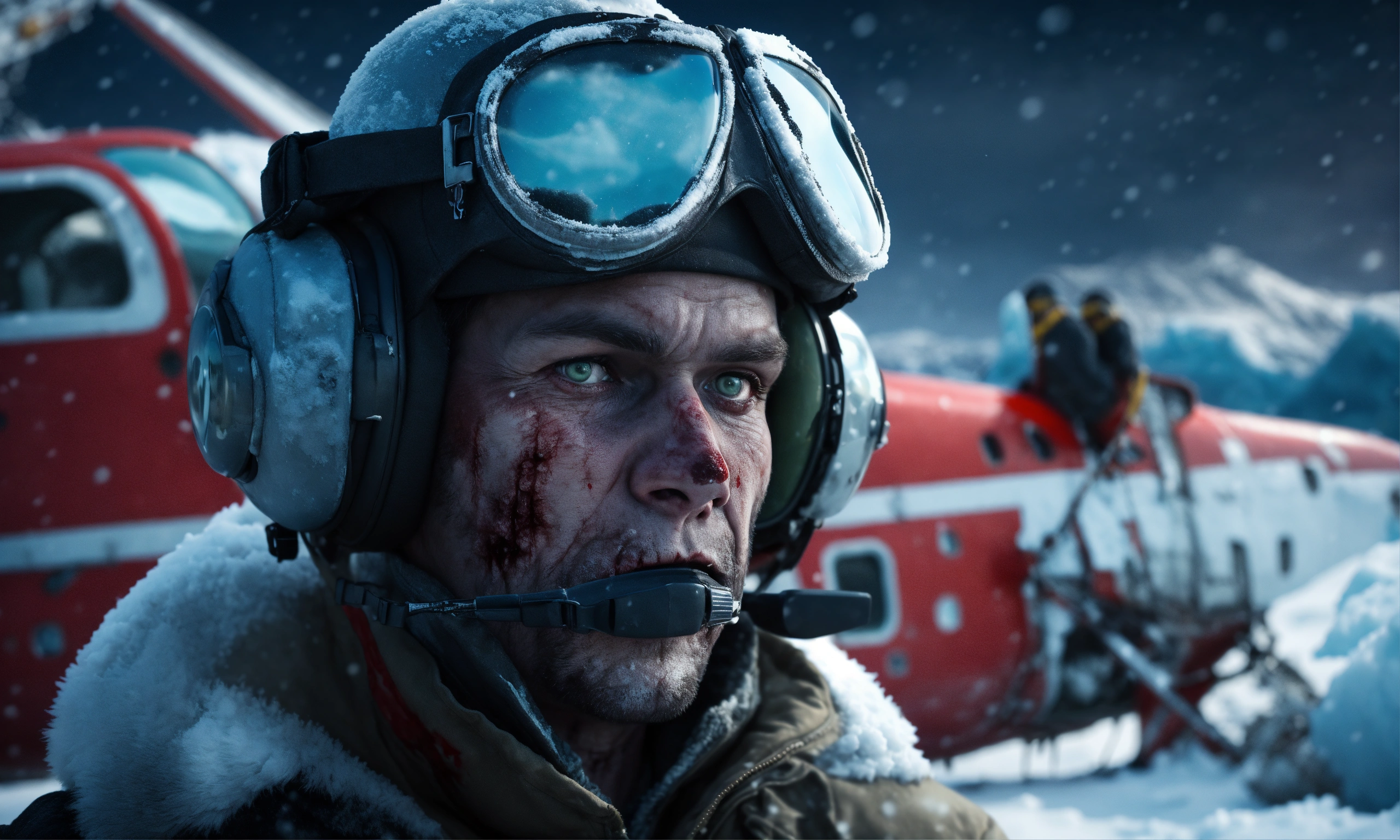 Lexica - Scary zombie-pilot sitting near crashed plane in Antarctica ...