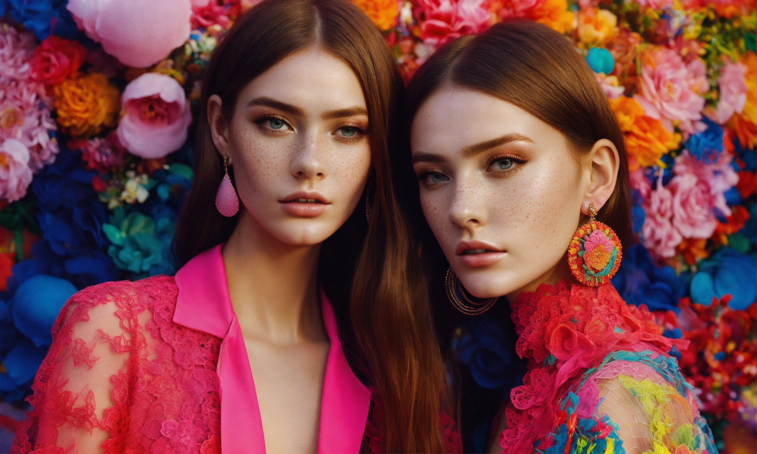 Lexica - Two girls magazine cover, in a fashion outfit1.3, freckles ...