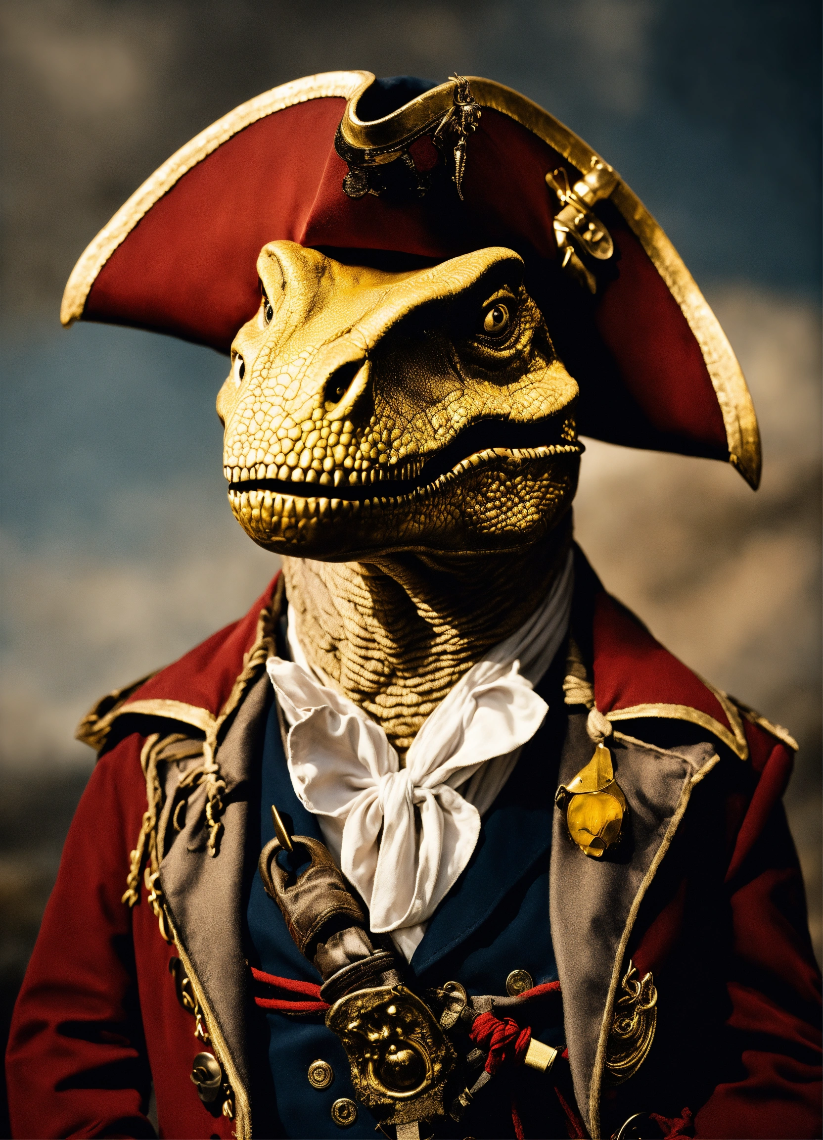 Lexica - A portrait of a T-rex dressed as a pirate