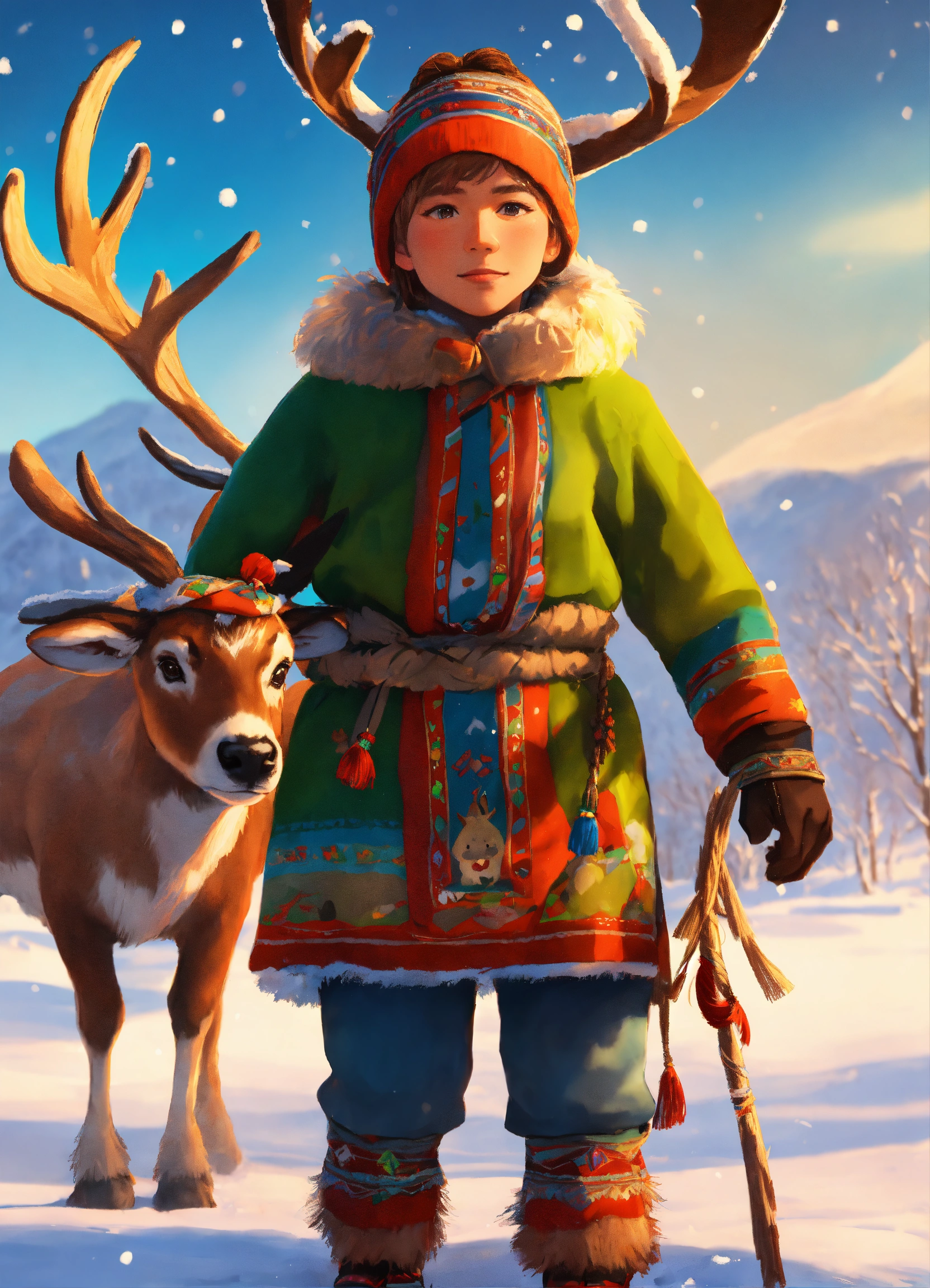 Lexica - A norwegian Sami boy wearing a gákti, with his reindeer in the ...