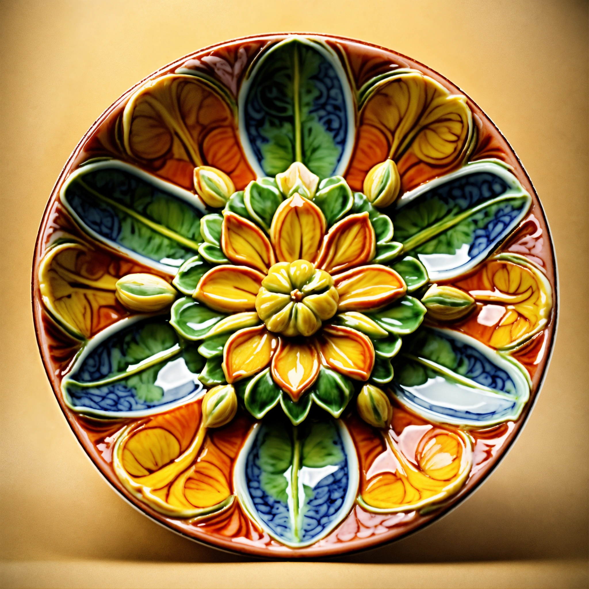 Lexica - Imagine Majolica dessert dishes. Symmetrical flora designs ...